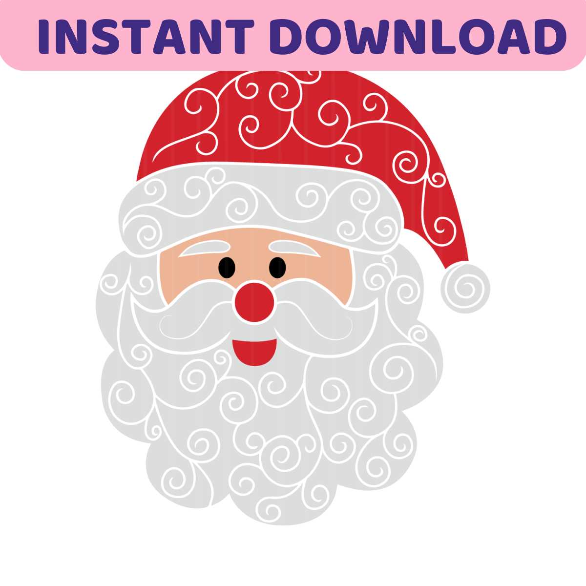 Christmas Santa face SVG, Swirly Santa face svg Silhouette & | Inspire ...