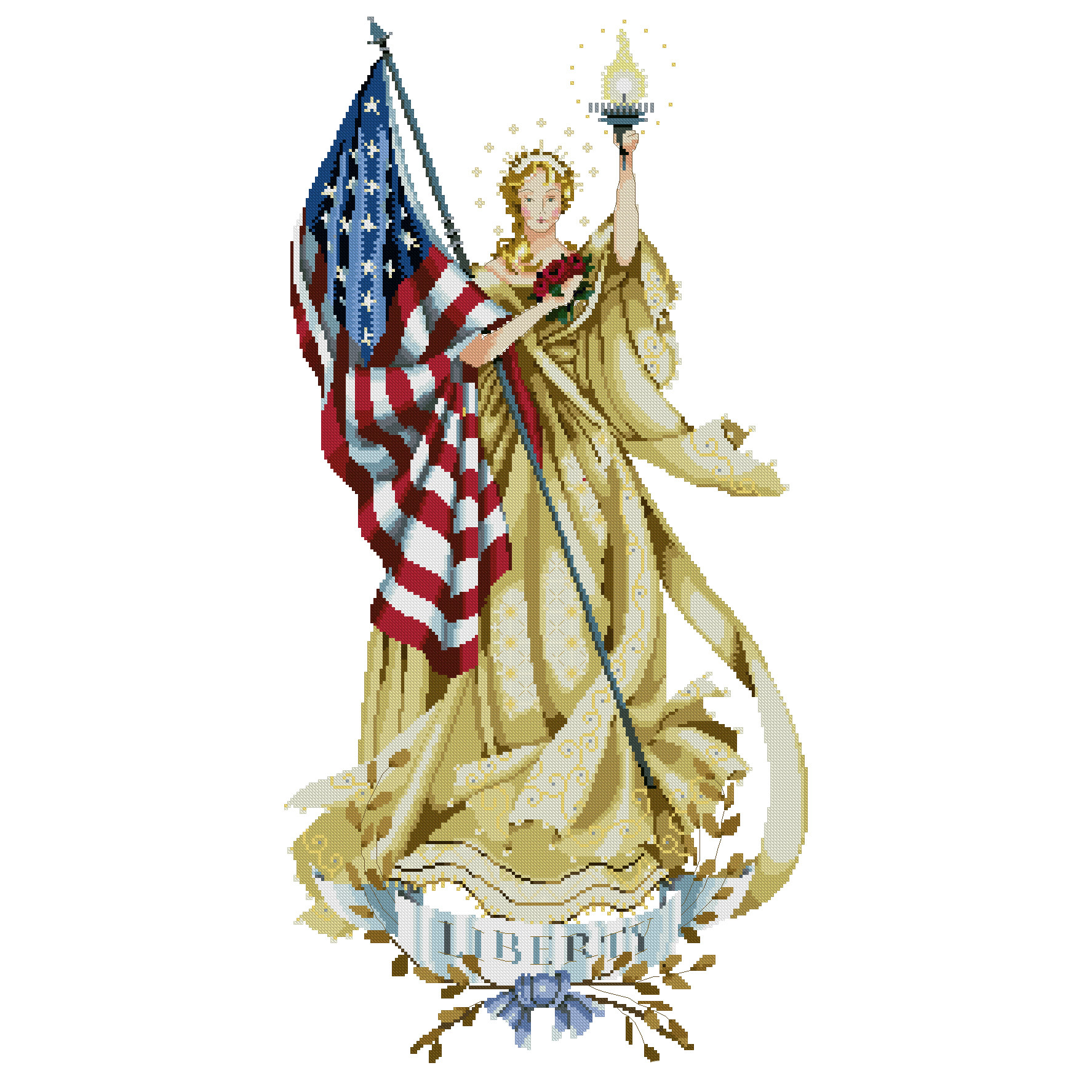 Lady of the Flag cross stitch pattern Mirabilia Royal Queen | Inspire ...