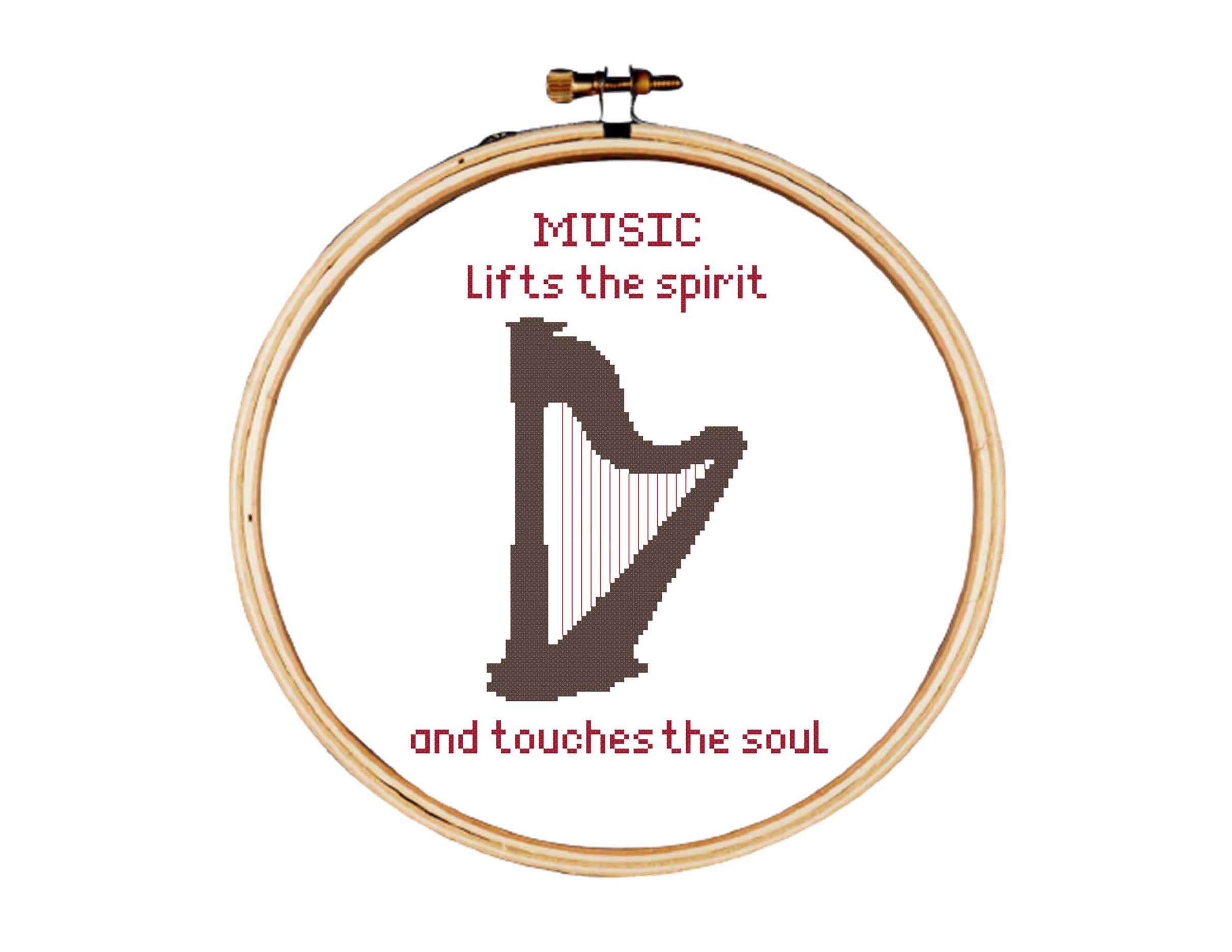 Harp cross stitch pattern, music cross stitch pattern, Music | Inspire ...