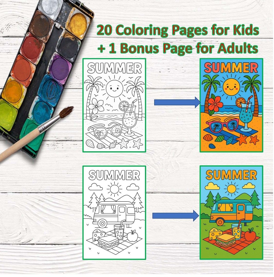 Summer Coloring Pages for kids, 20 Coloring Sheets for Kids | Inspire ...