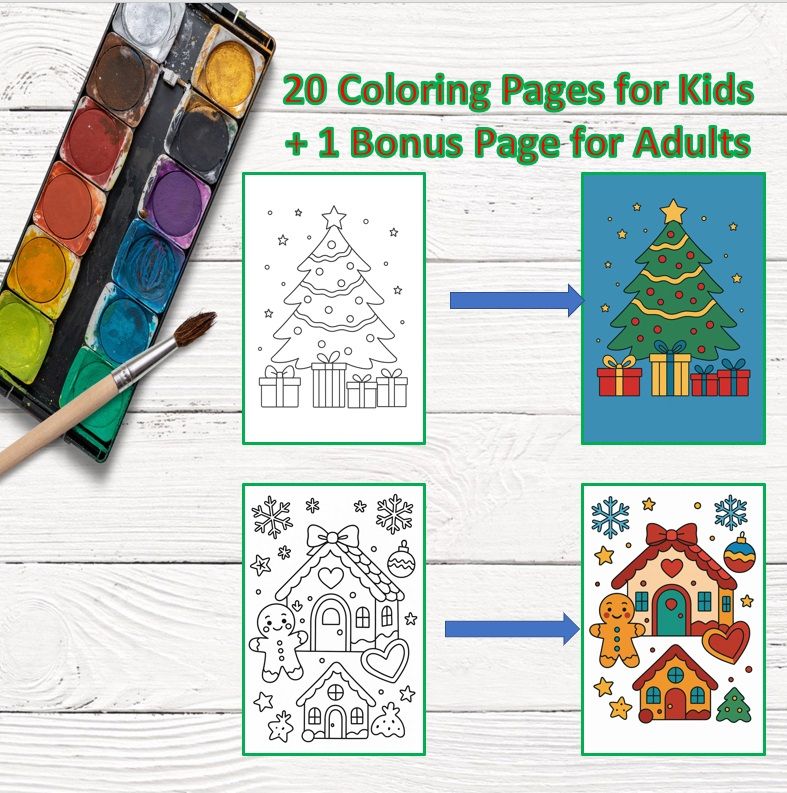 Christmas Coloring Pages for kids, 20 Coloring Sheets for Ki | Inspire ...
