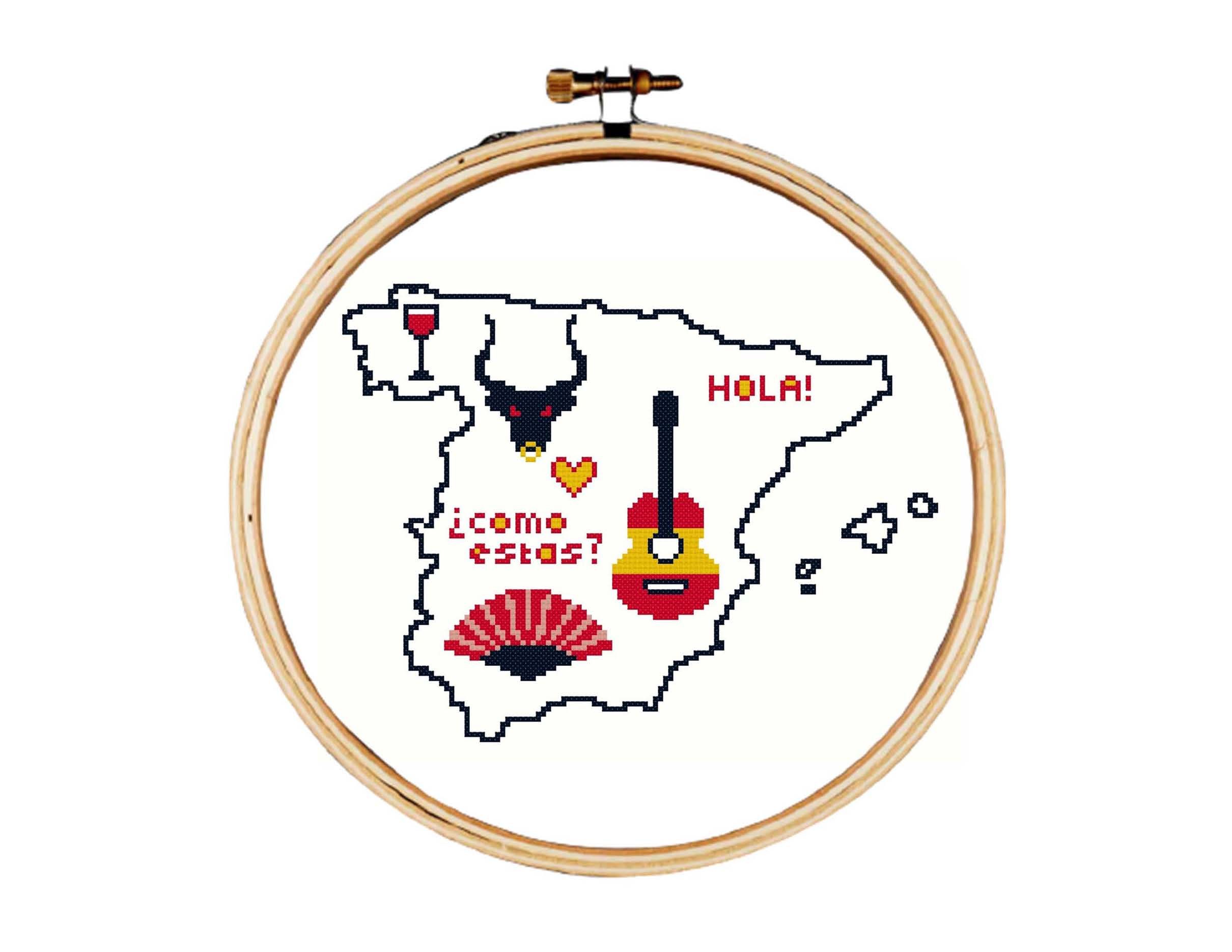 Spain map cross stitch Pattern, Spain cross stitch pattern | Inspire Uplift
