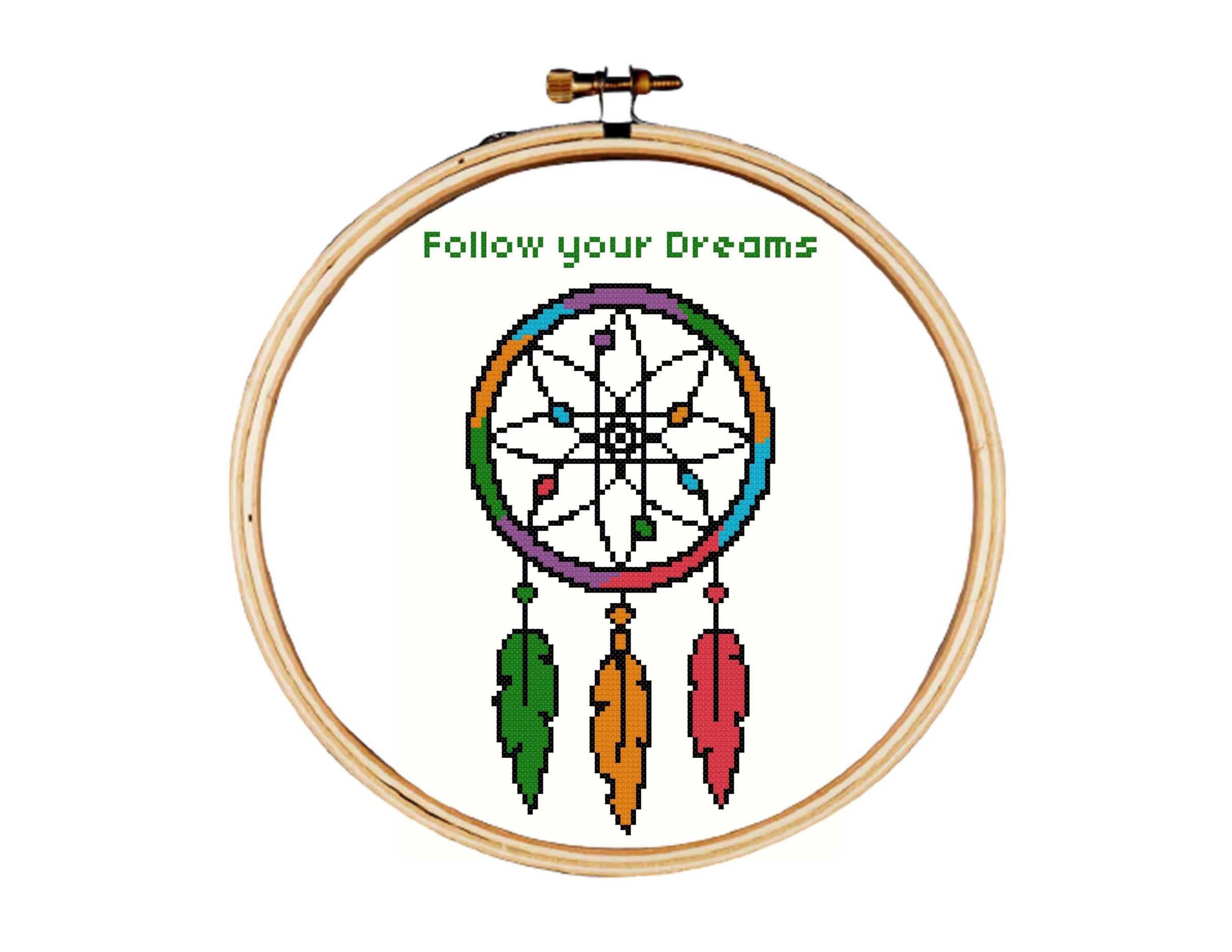 Dream Catcher cross stitch pattern, follow your dreams cross | Inspire ...