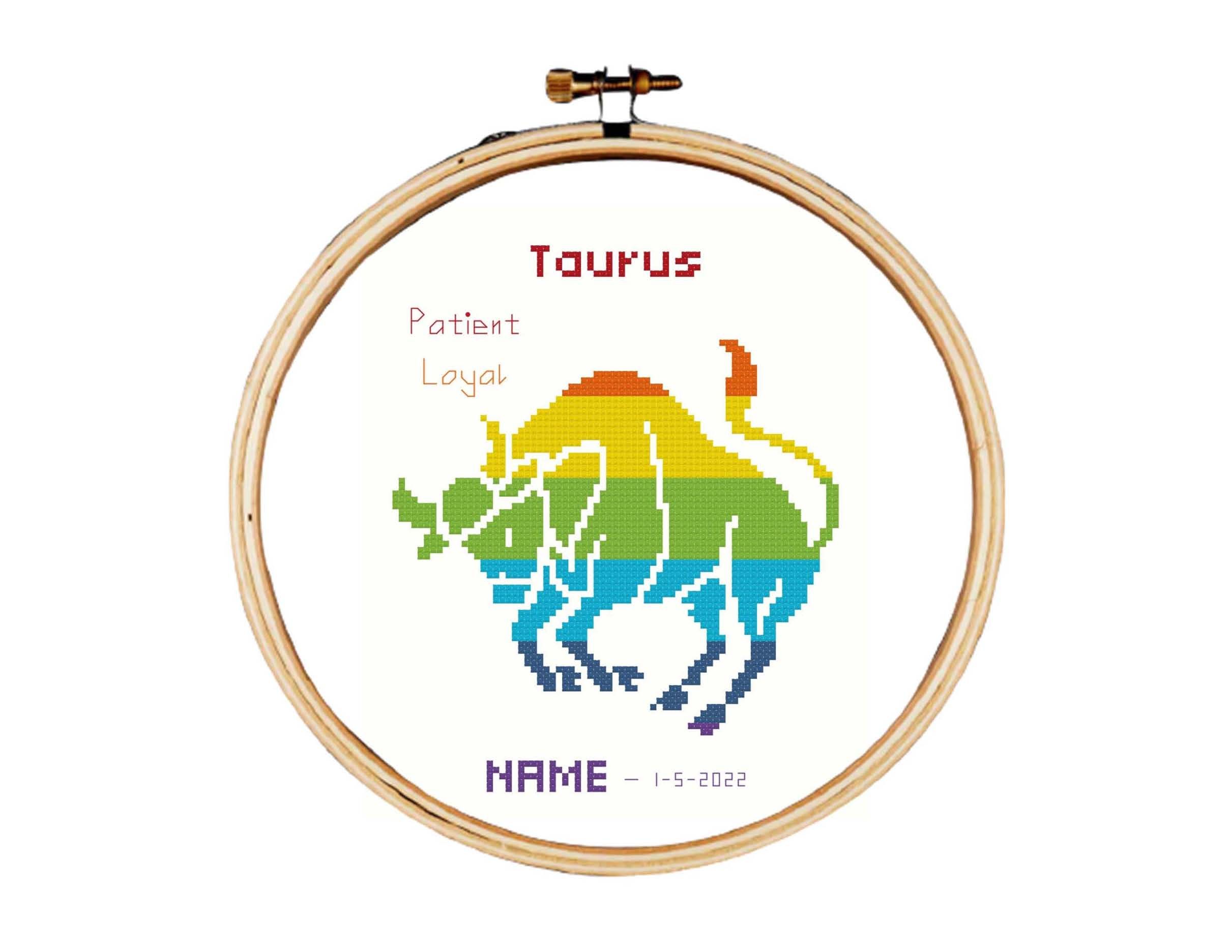 Zodiac cross stitch pattern, Taurus cross stitch pattern | Inspire Uplift