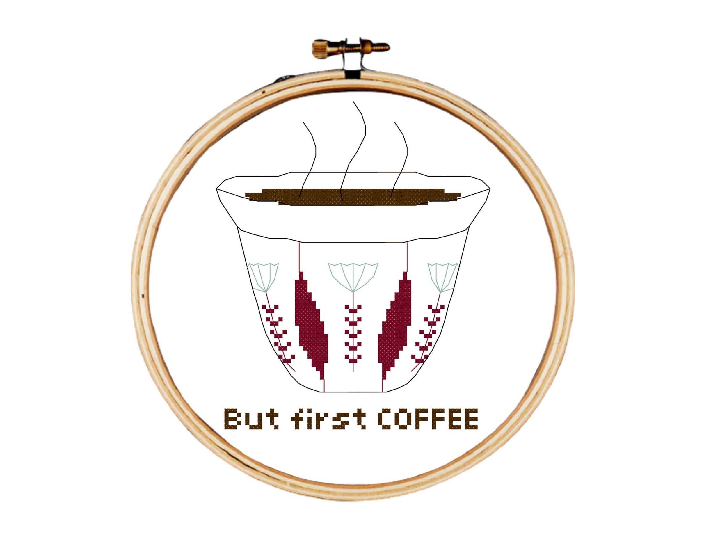 Coffee cross stitch pattern, But first Coffee cross stitch p | Inspire ...