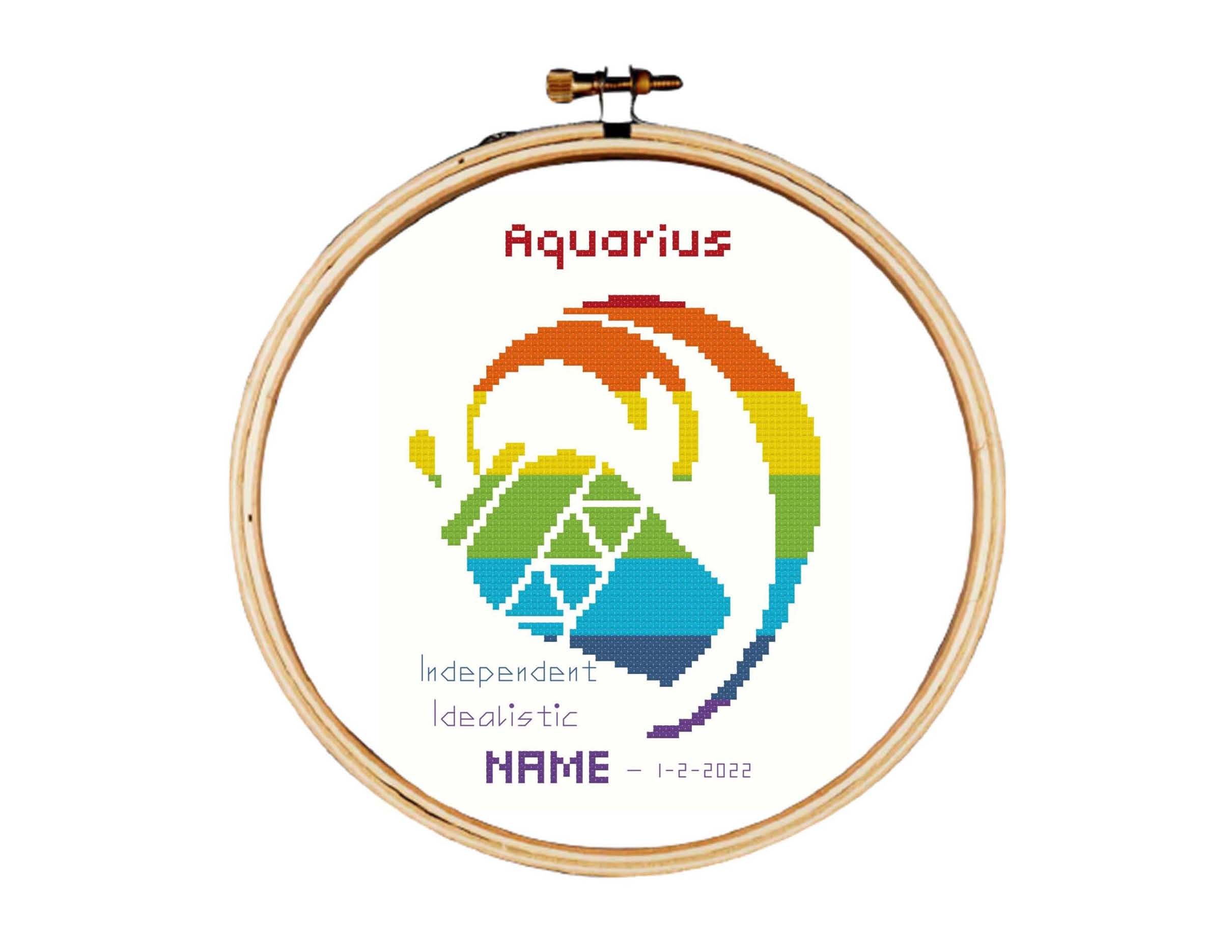 Aquarius cross stitch pattern, Zodiac cross stitch pattern, | Inspire ...