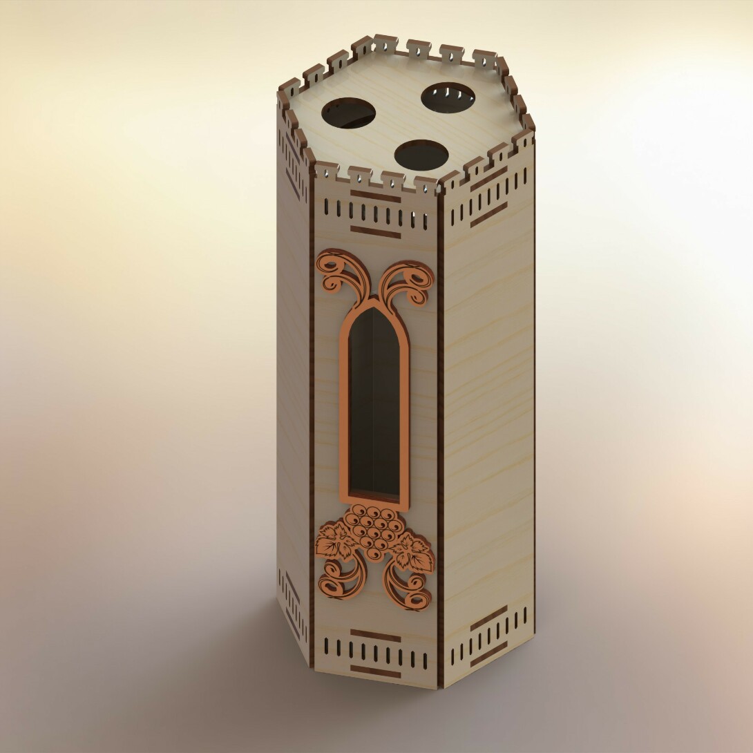 Layout for laser cutting Hexagonal Wine Box CDR DXF CNC mode | Inspire ...