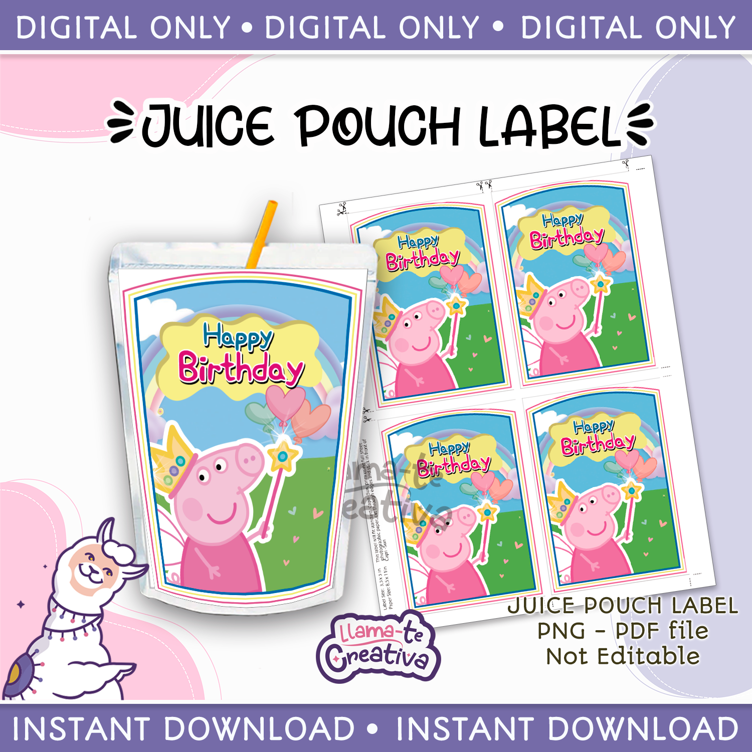 Peppa Pig Model 02 juice pouch bag label, Capri sun, Instant | Inspire ...
