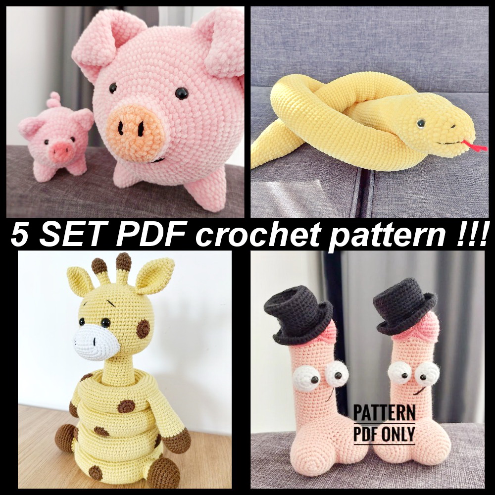 5 SET PDF crochet pattern,penis pattern,Crochet toy,snake,p | Inspire ...