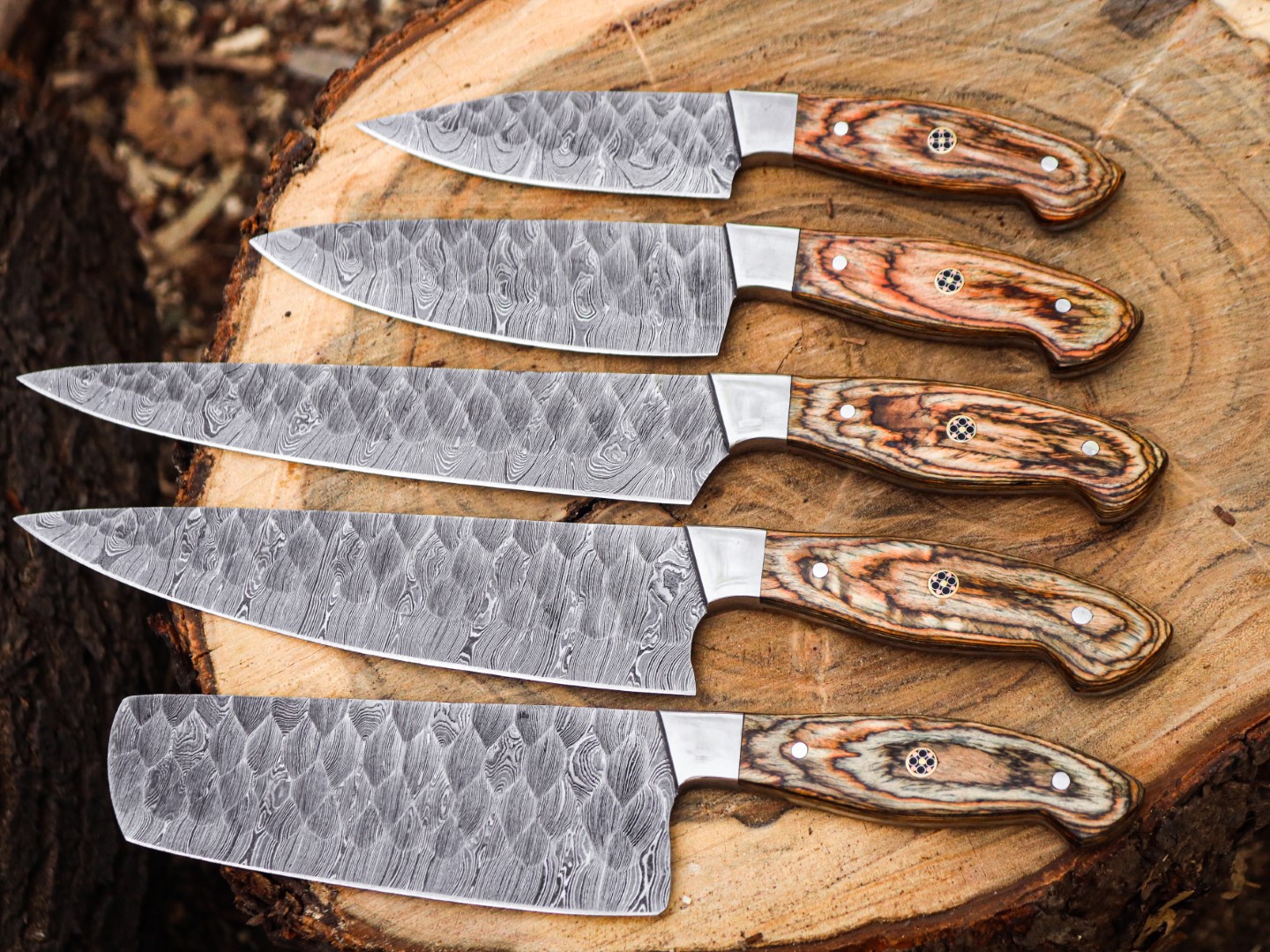 Handmade 5 Pcs Brown Satoko Chef Set Kitchen Knife Set With | Inspire ...