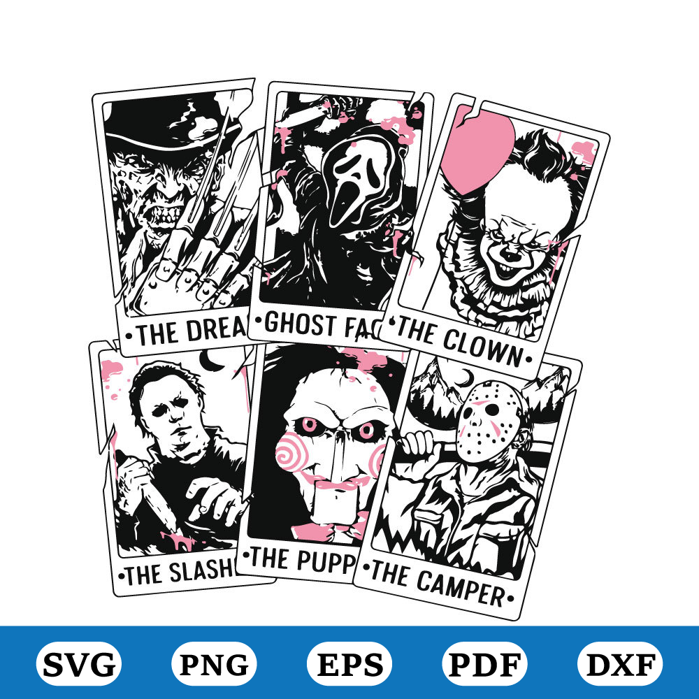 Horror Characters Tarot Card SVG, Halloween Svg, Horror svg, | Inspire ...