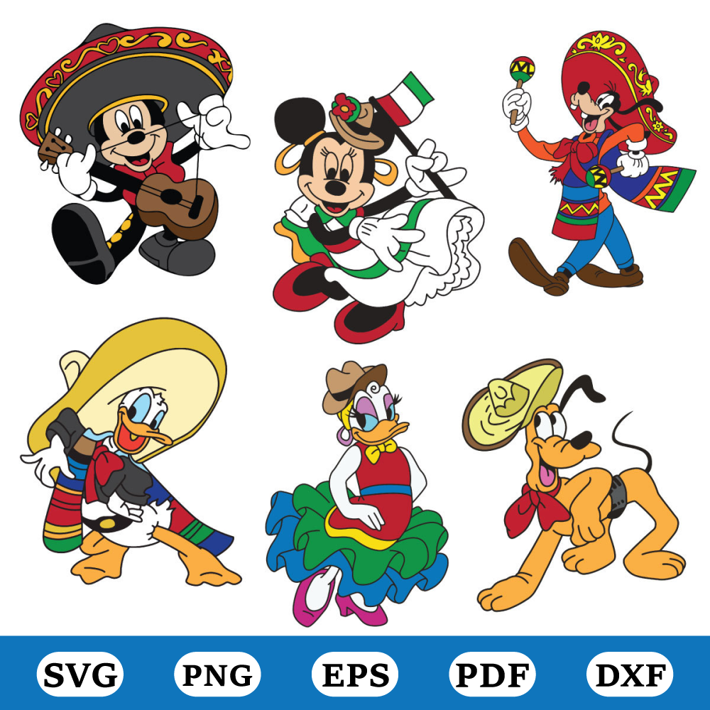 Cinco De Mayo Mickey and Friends Bundle Cutting File Printab | Inspire ...