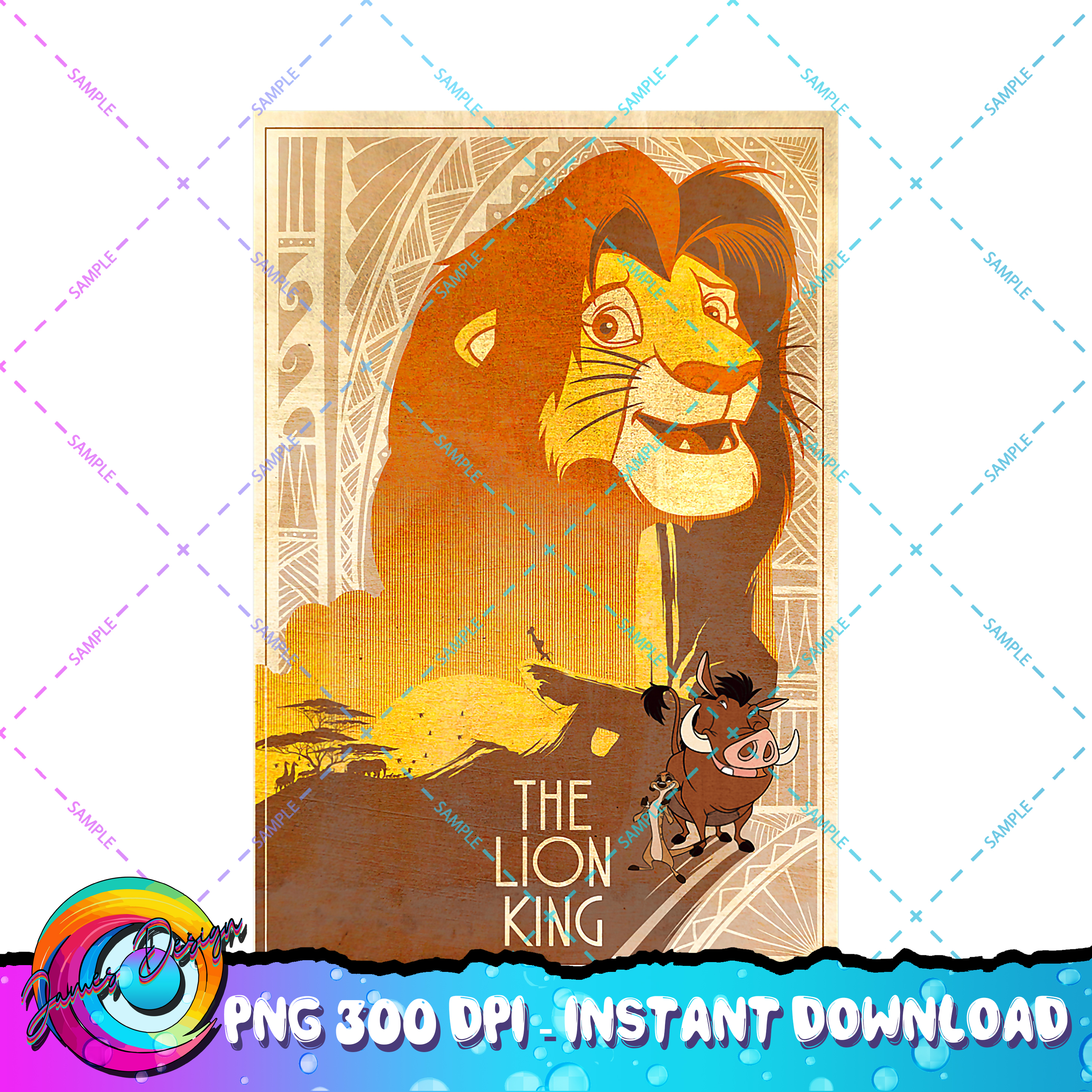Disney Lion King Simba Timon Pumbaa Texture Poster PNG Downl | Inspire ...