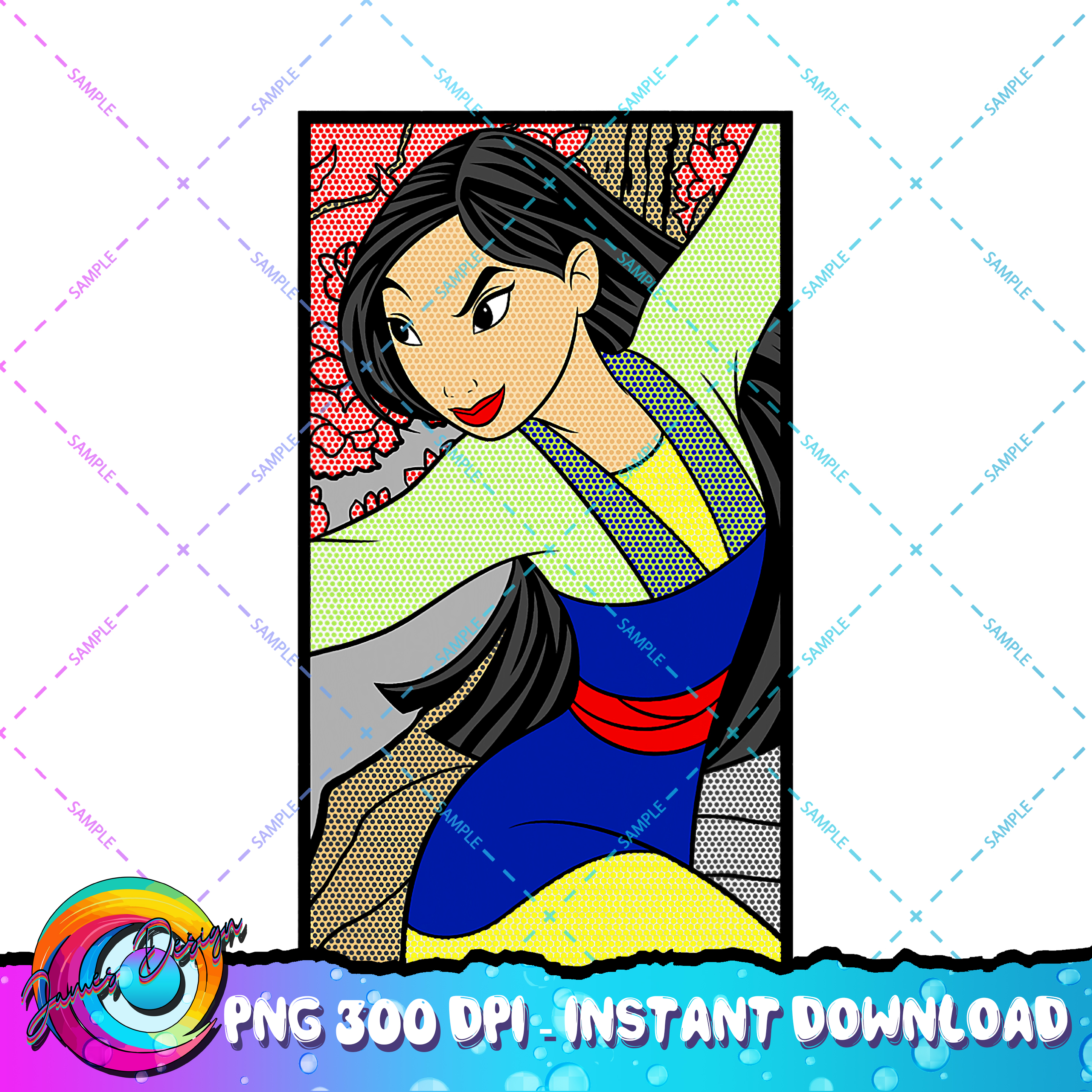Disney Mulan Comic Style Portrait PNG Download | Inspire Uplift