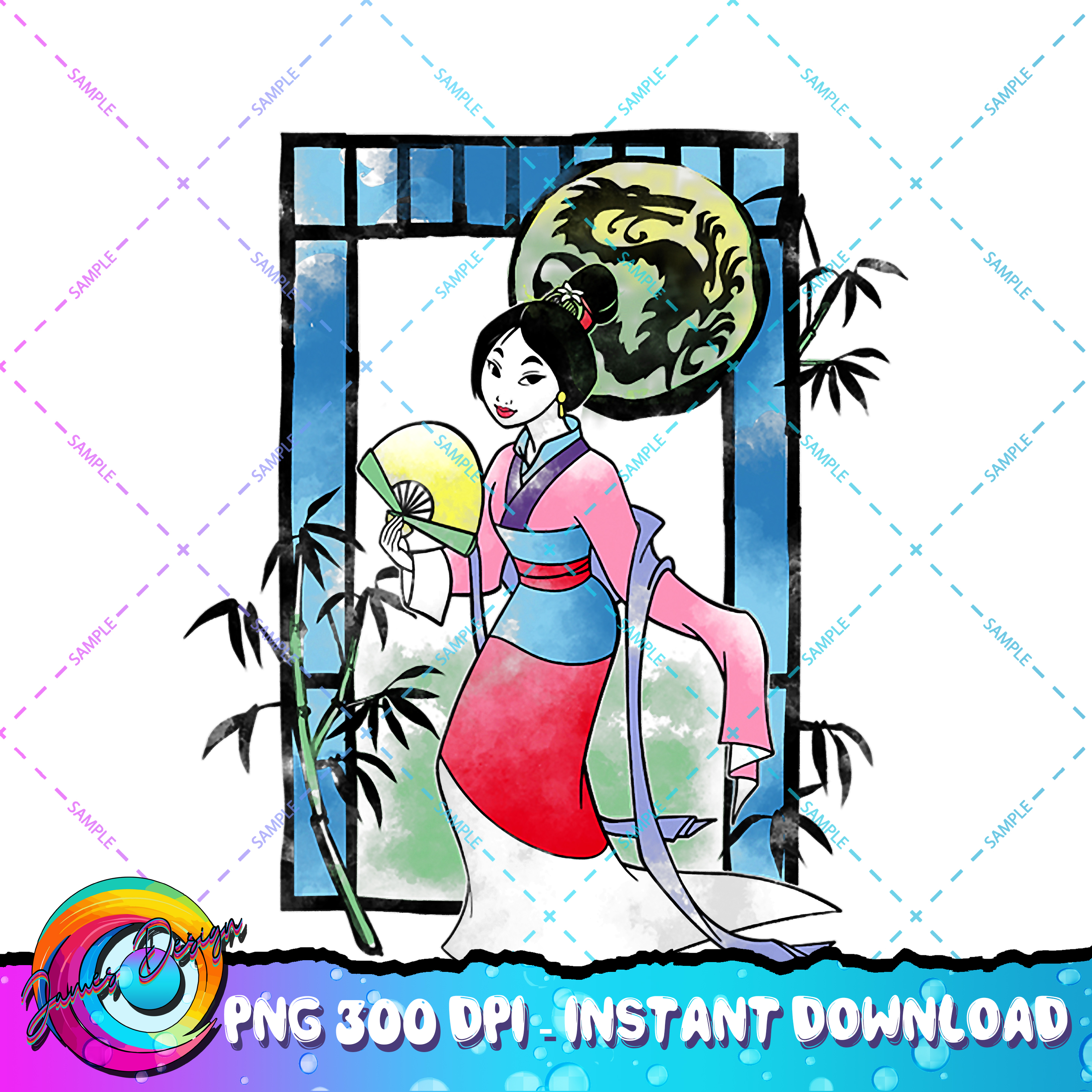 Disney Mulan Formal Gown Portrait Frame PNG Download - Inspire Uplift