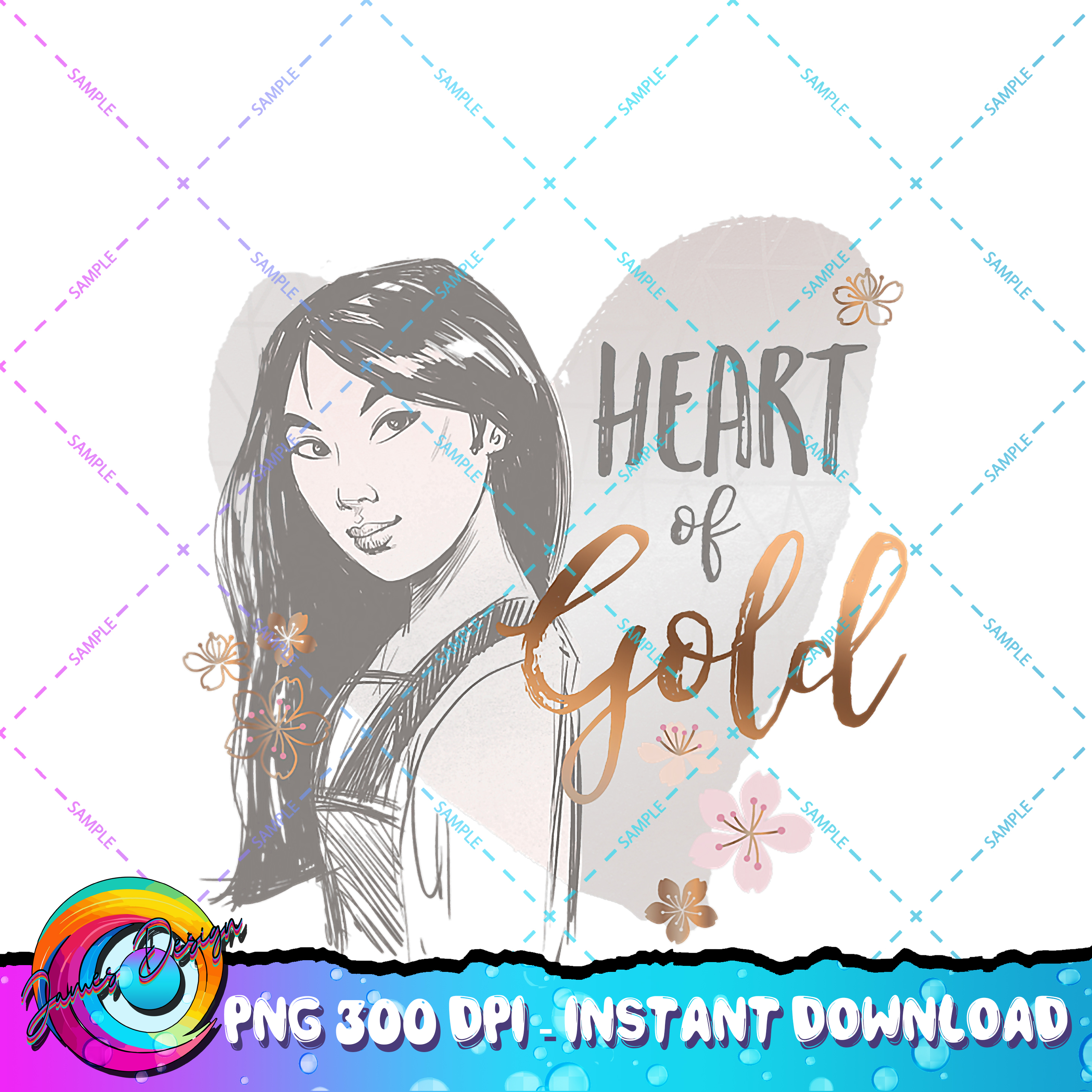 Disney Mulan Heart Of Gold Sketched PNG Download | Inspire Uplift