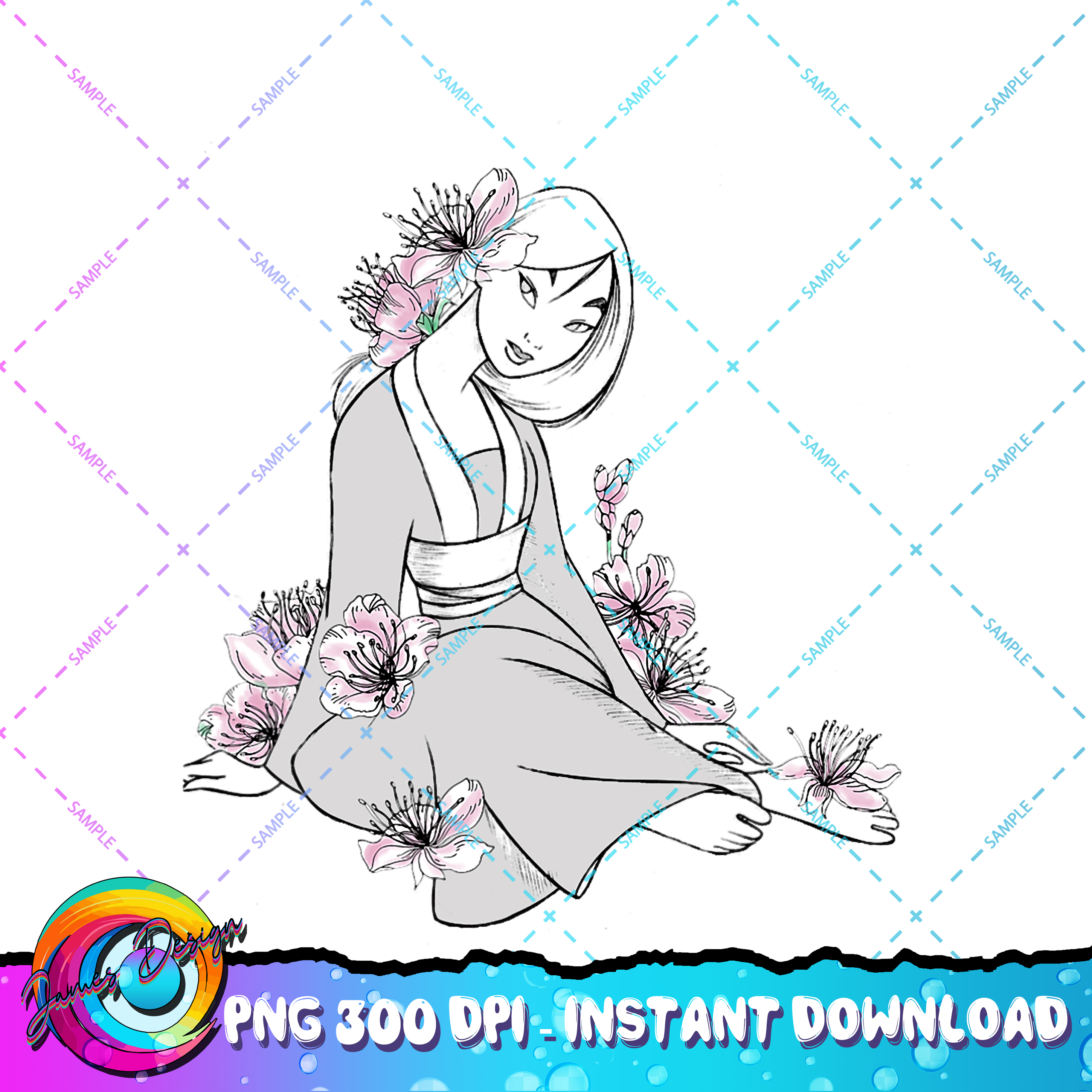 Disney Mulan Mulan Sitting Among The Flowers Bloomed PNG Dow | Inspire ...