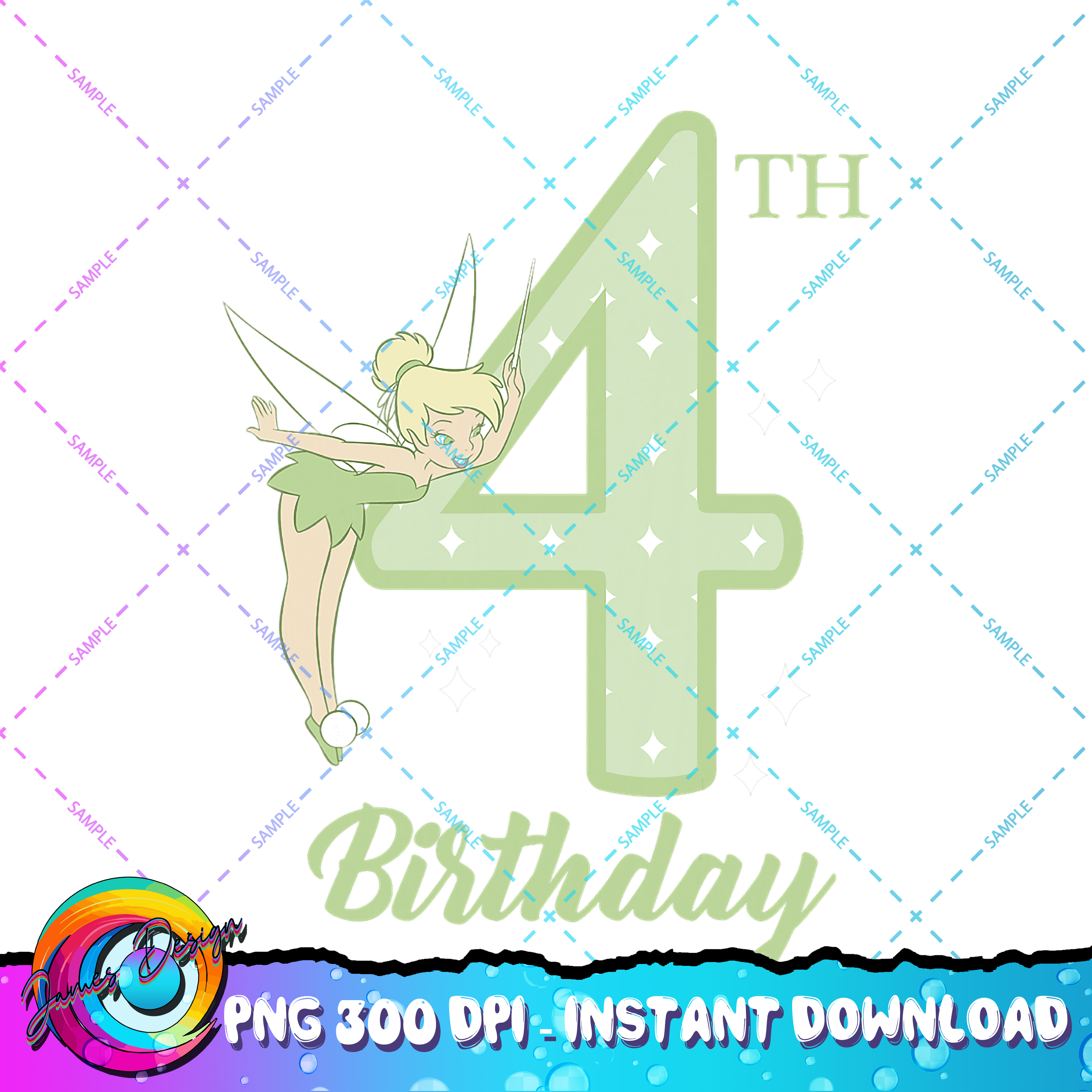 Disney Peter Pan 4th Birthday Tinkerbell Portrait PNG Downlo | Inspire ...