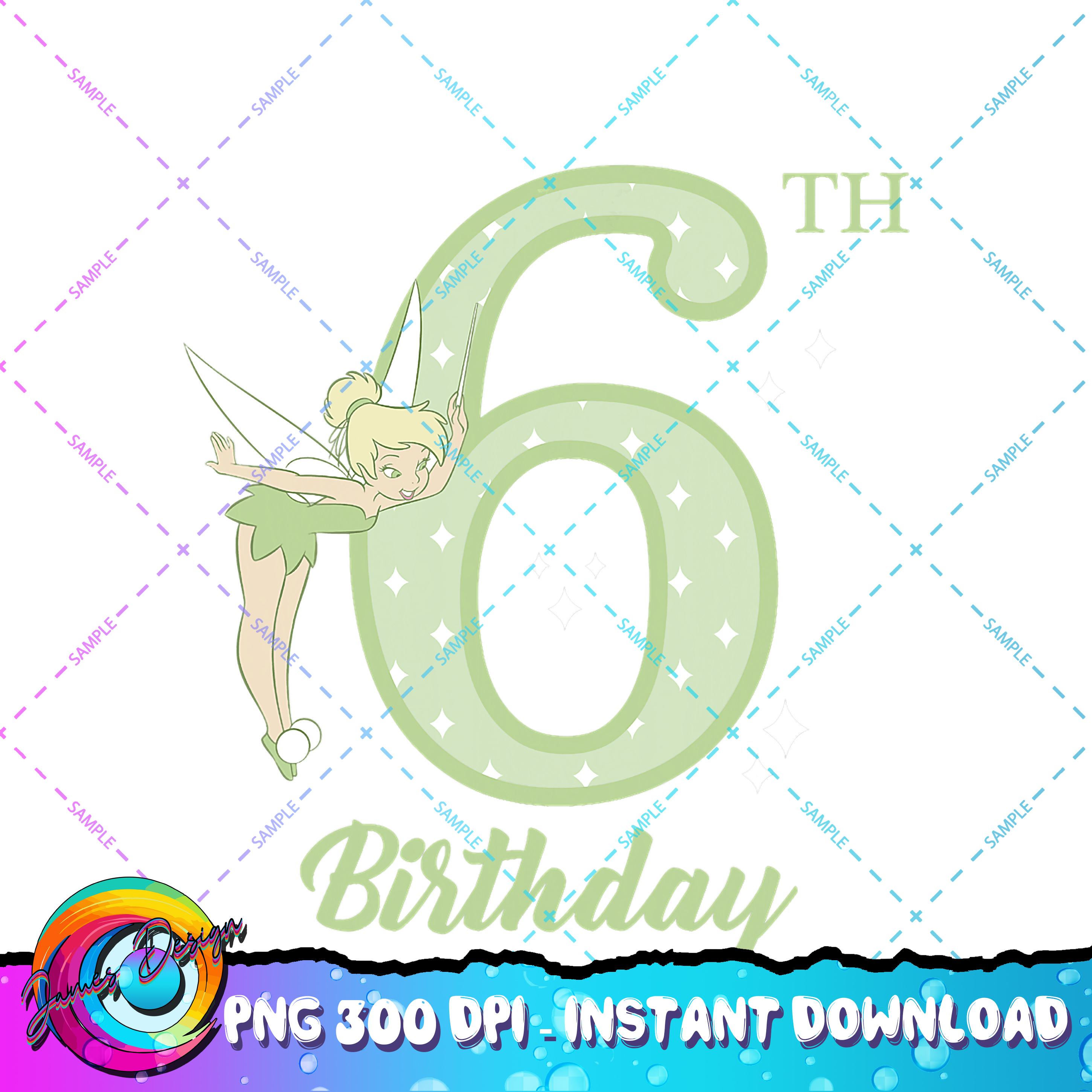 Disney Peter Pan 6th Birthday Tinkerbell Portrait PNG Downlo | Inspire ...
