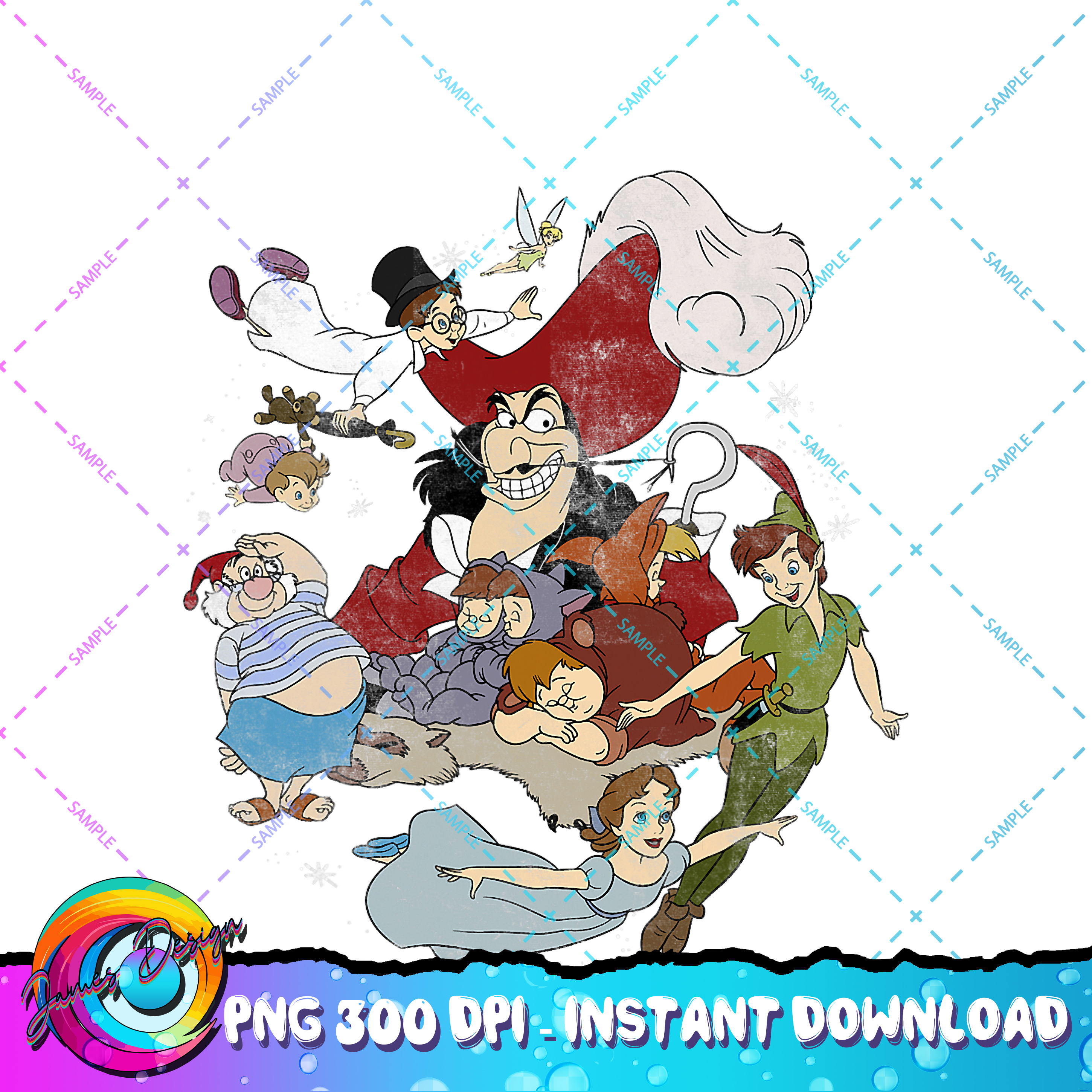 Disney Peter Pan Group Shot Stars Portrait PNG Download copy | Inspire ...