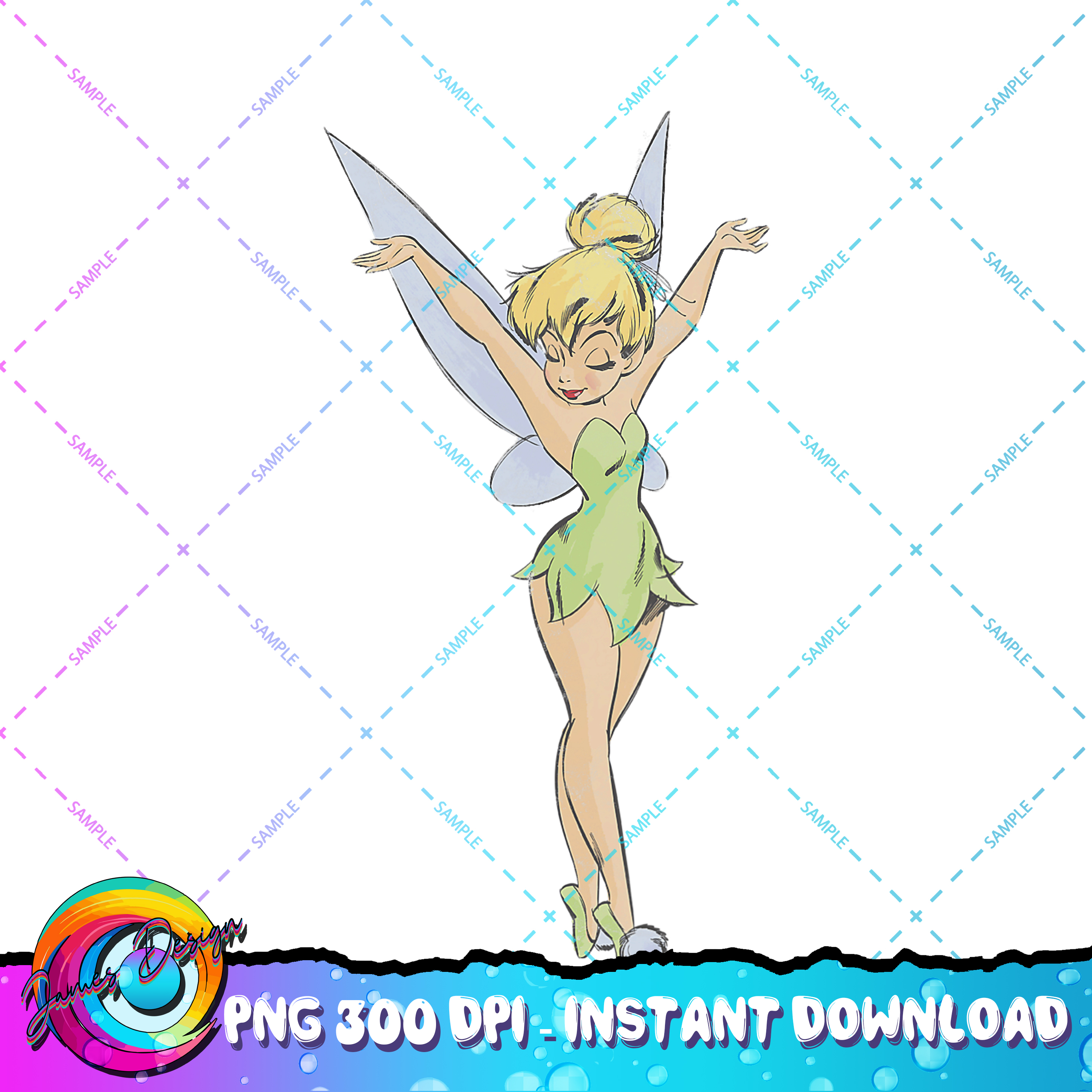 Disney Peter Pan Tinker Bell Arms Up Profile Mirror Dance PN | Inspire ...