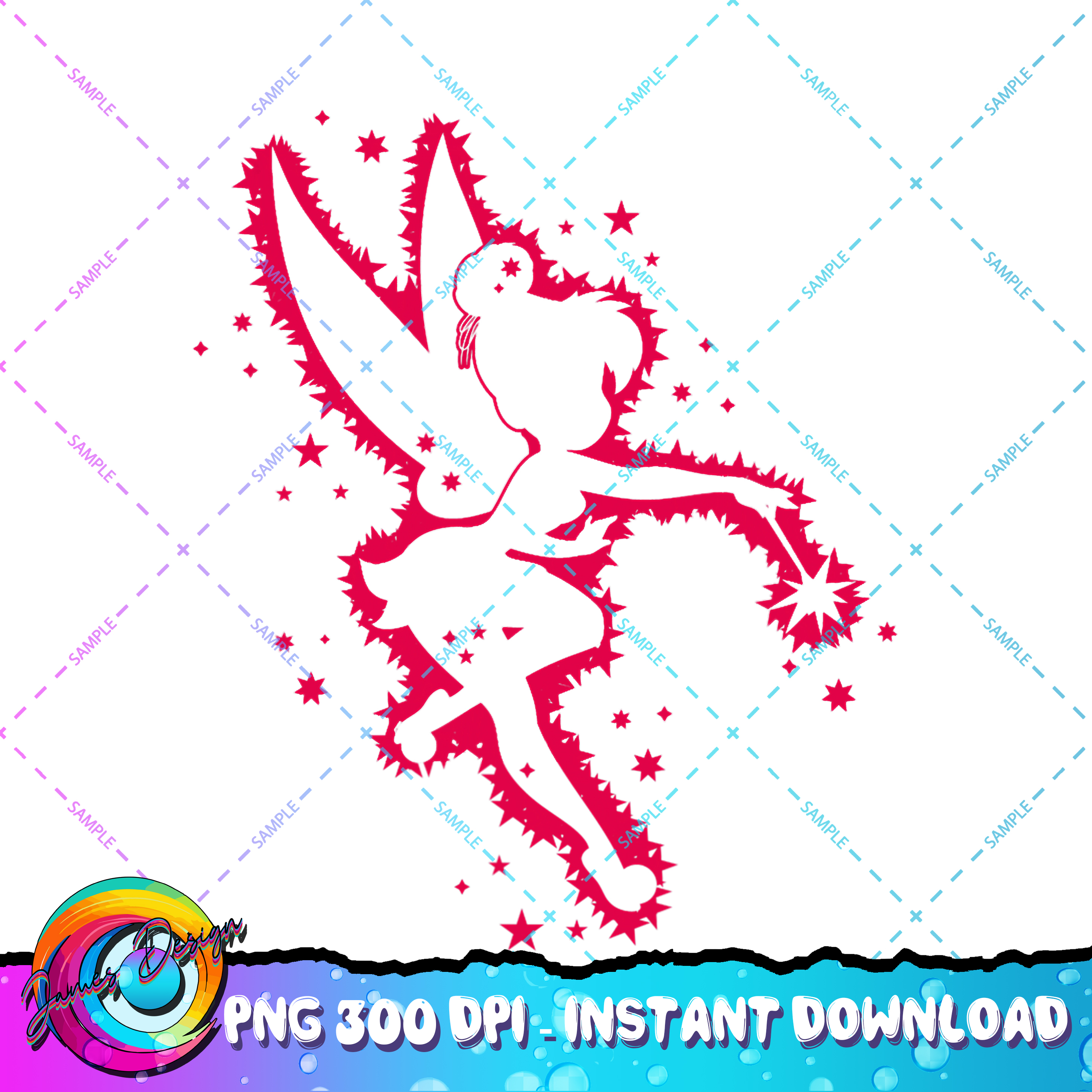 Disney Peter Pan Tinker Bell Pink Sparkle Outline PNG Downlo | Inspire ...