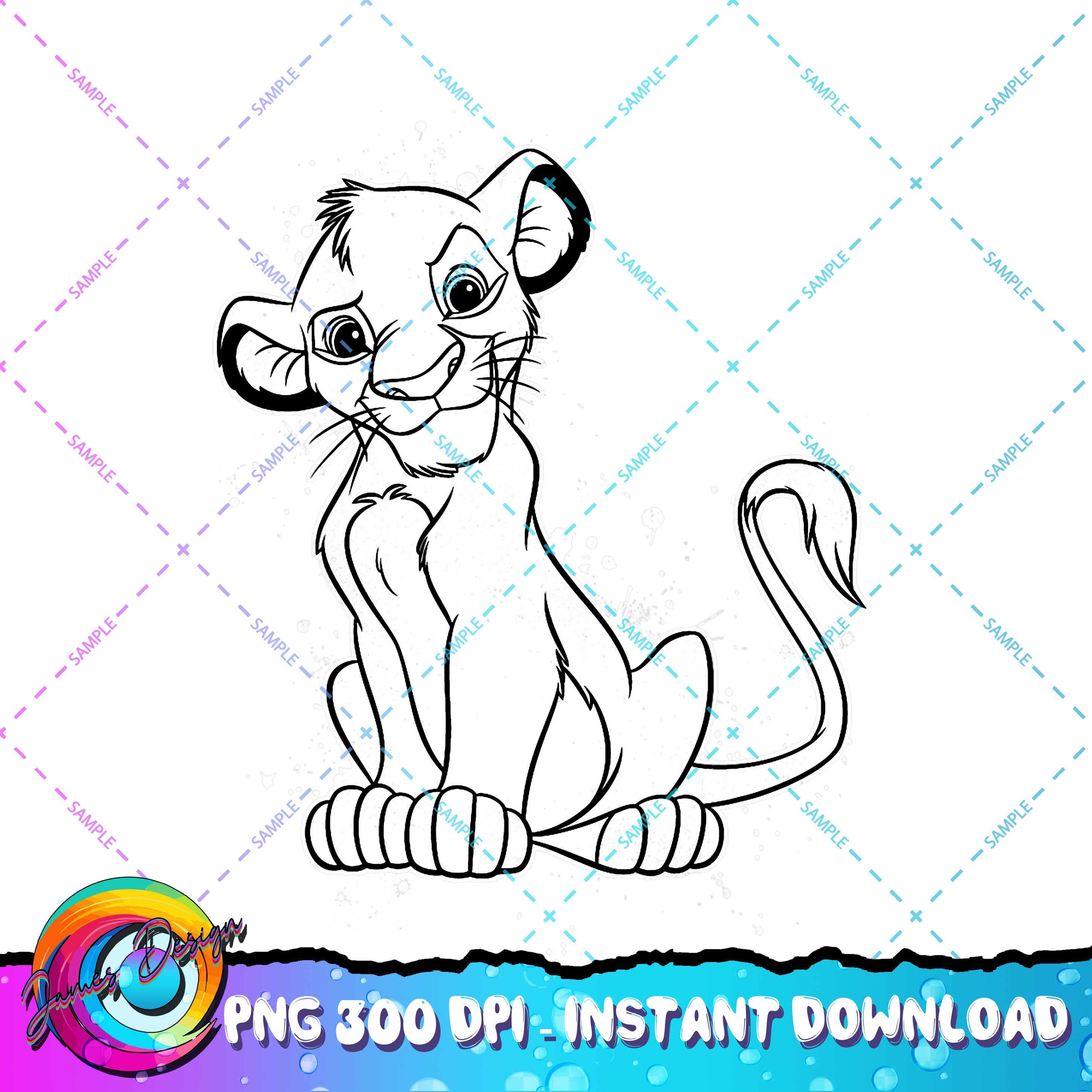 Disney The Lion King Simba Smirk Paint Splatter PNG Download | Inspire ...