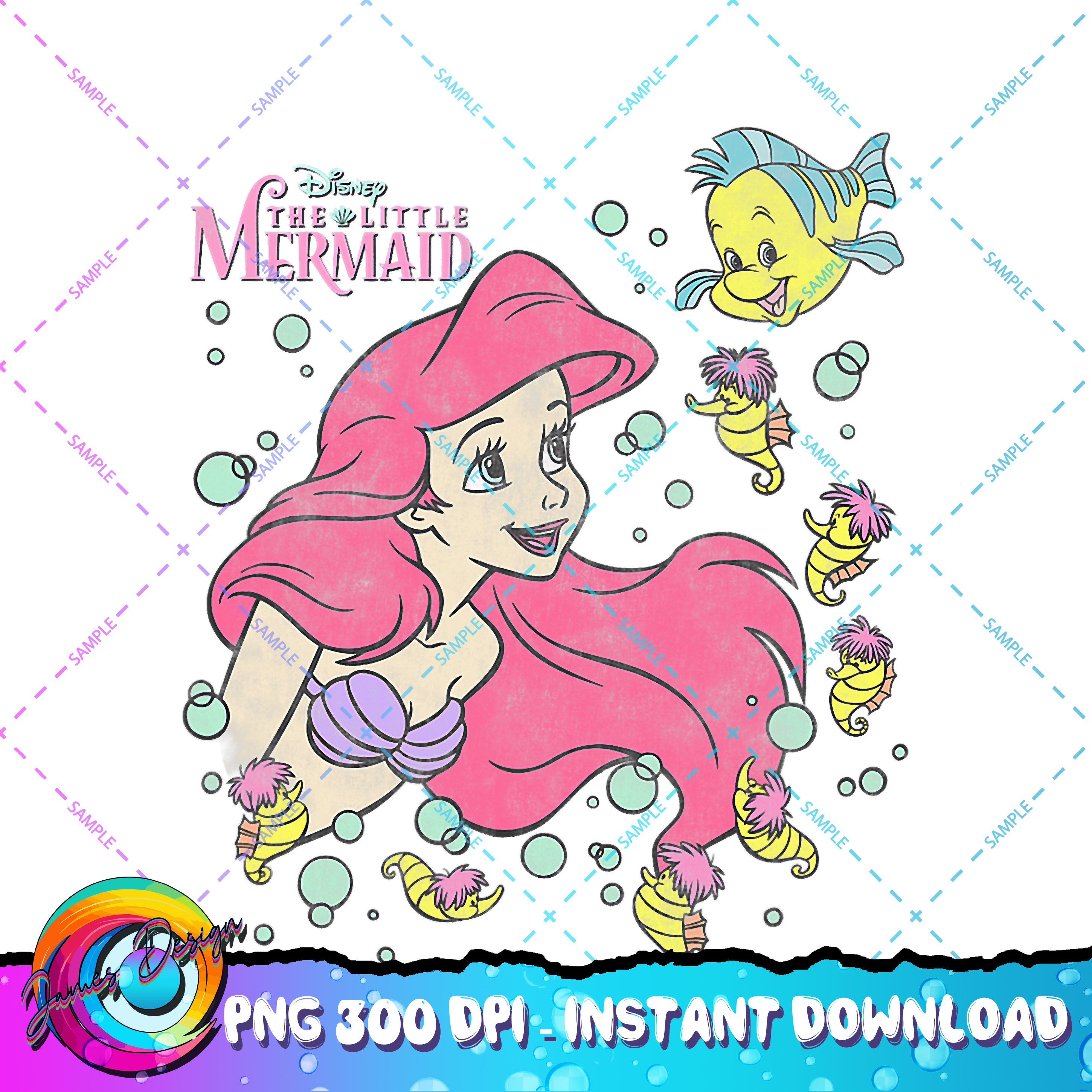 Disney The Little Mermaid Ariel and Flounder Bubble Poster P | Inspire ...