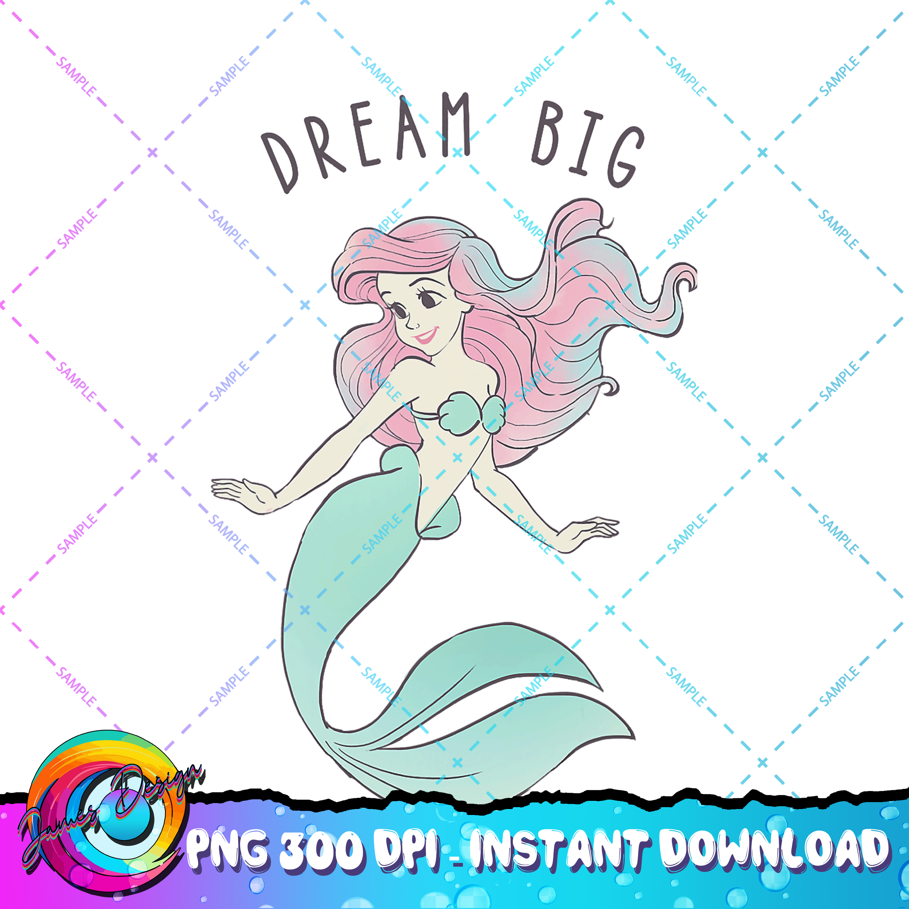 Disney The Little Mermaid Ariel Dream Big Portrait PNG Downl | Inspire ...