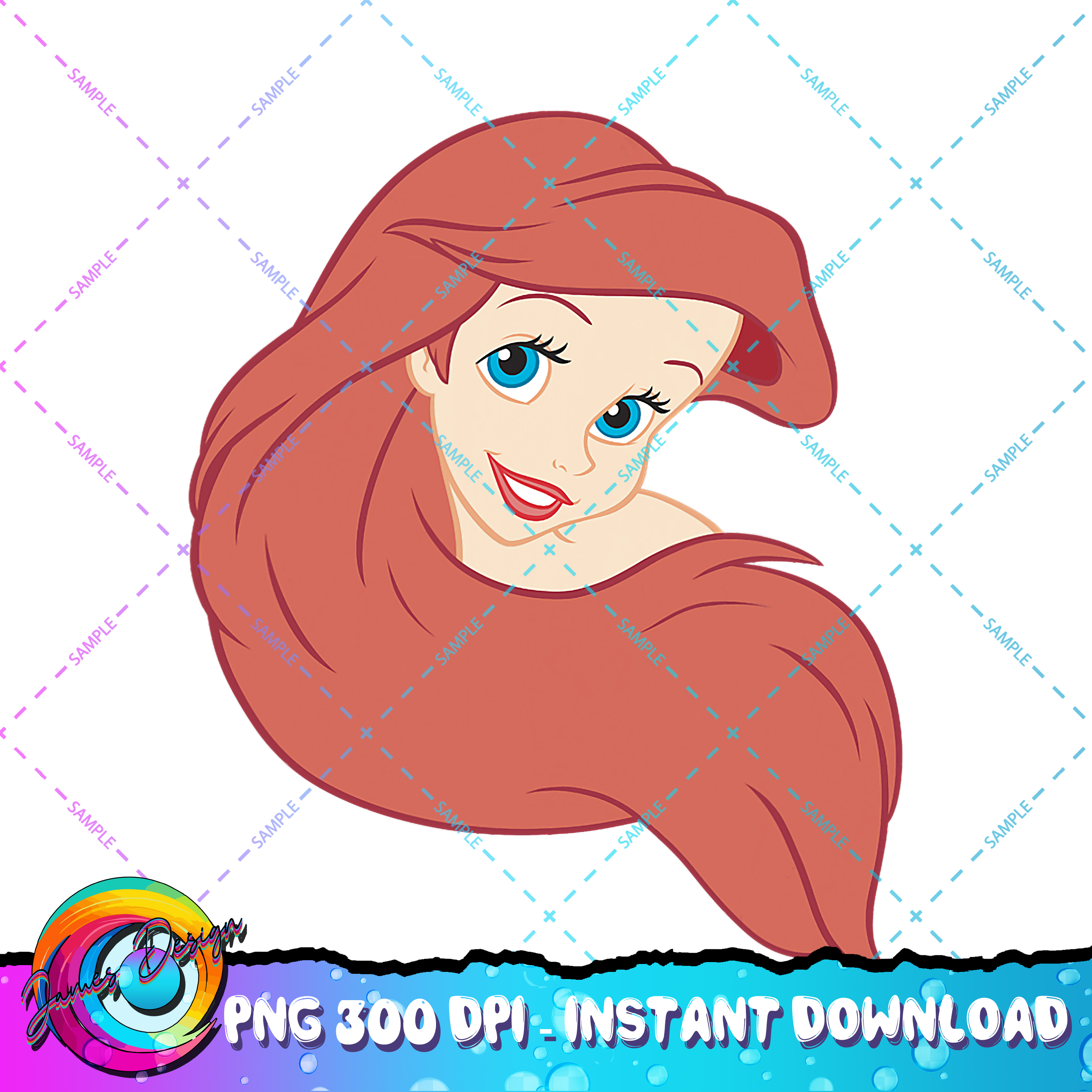Disney The Little Mermaid Ariel Hair Swirl Big Face Portrait | Inspire ...