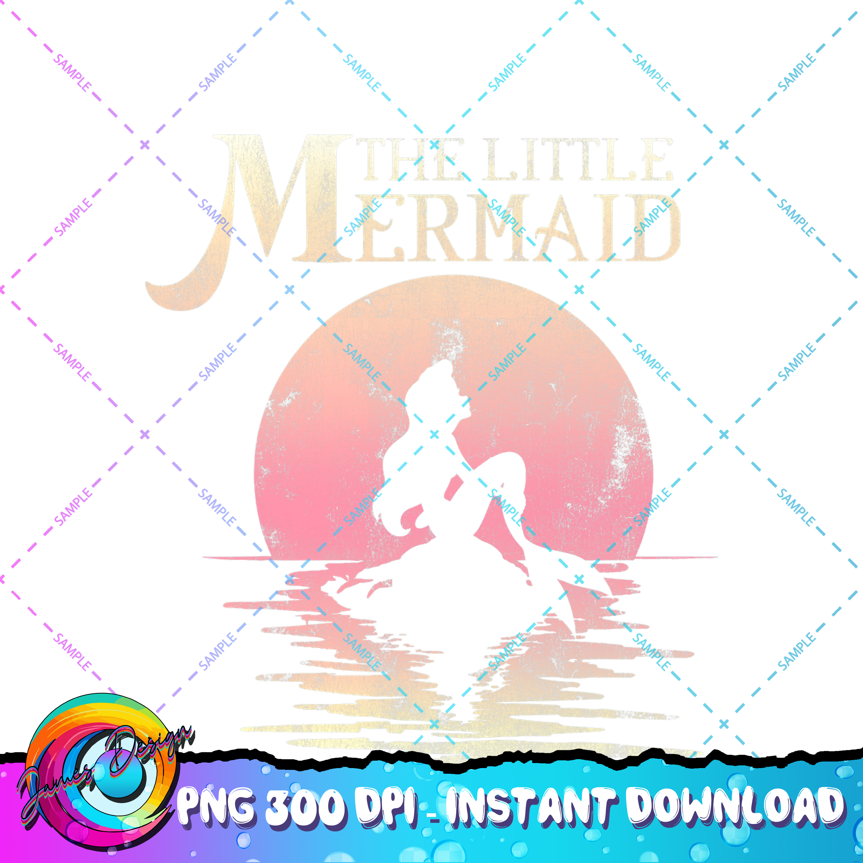 Disney The Little Mermaid Ariel Rock Moon Silhouette PNG Dow | Inspire ...