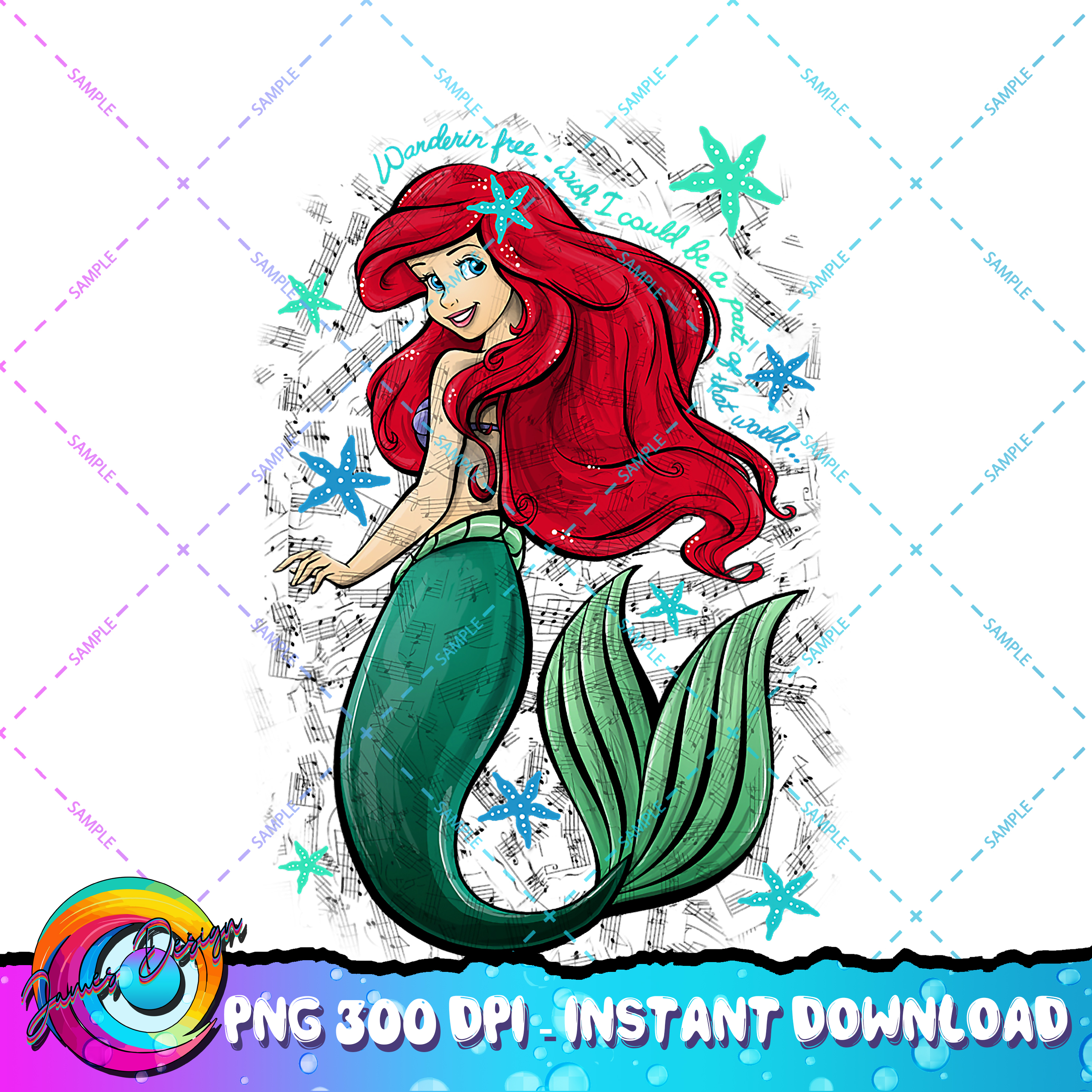 Disney The Little Mermaid Ariel s Song Music Notes PNG Downl | Inspire ...