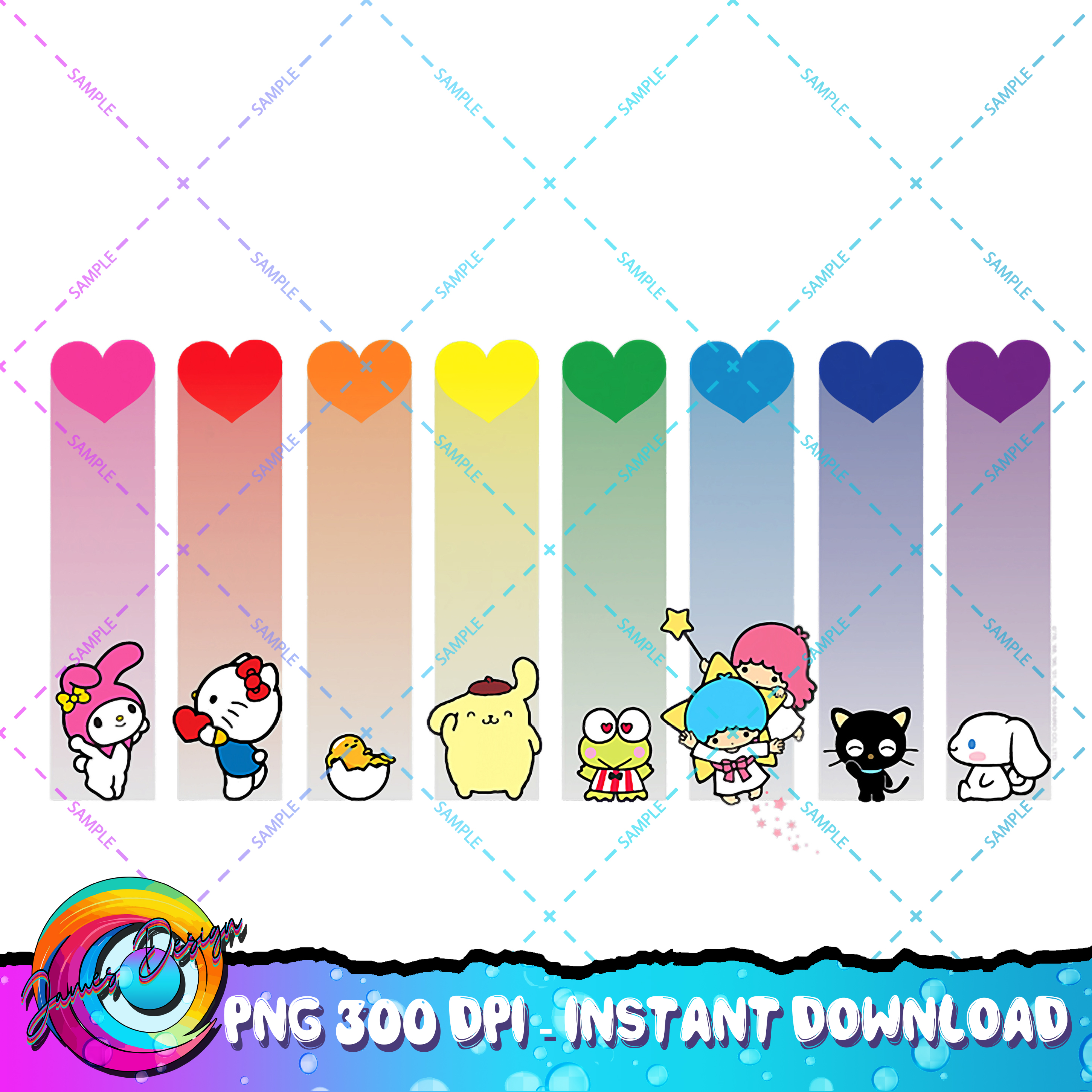 Hello Kitty and Friends Sanrio Rainbow PNG Download copy | Inspire Uplift