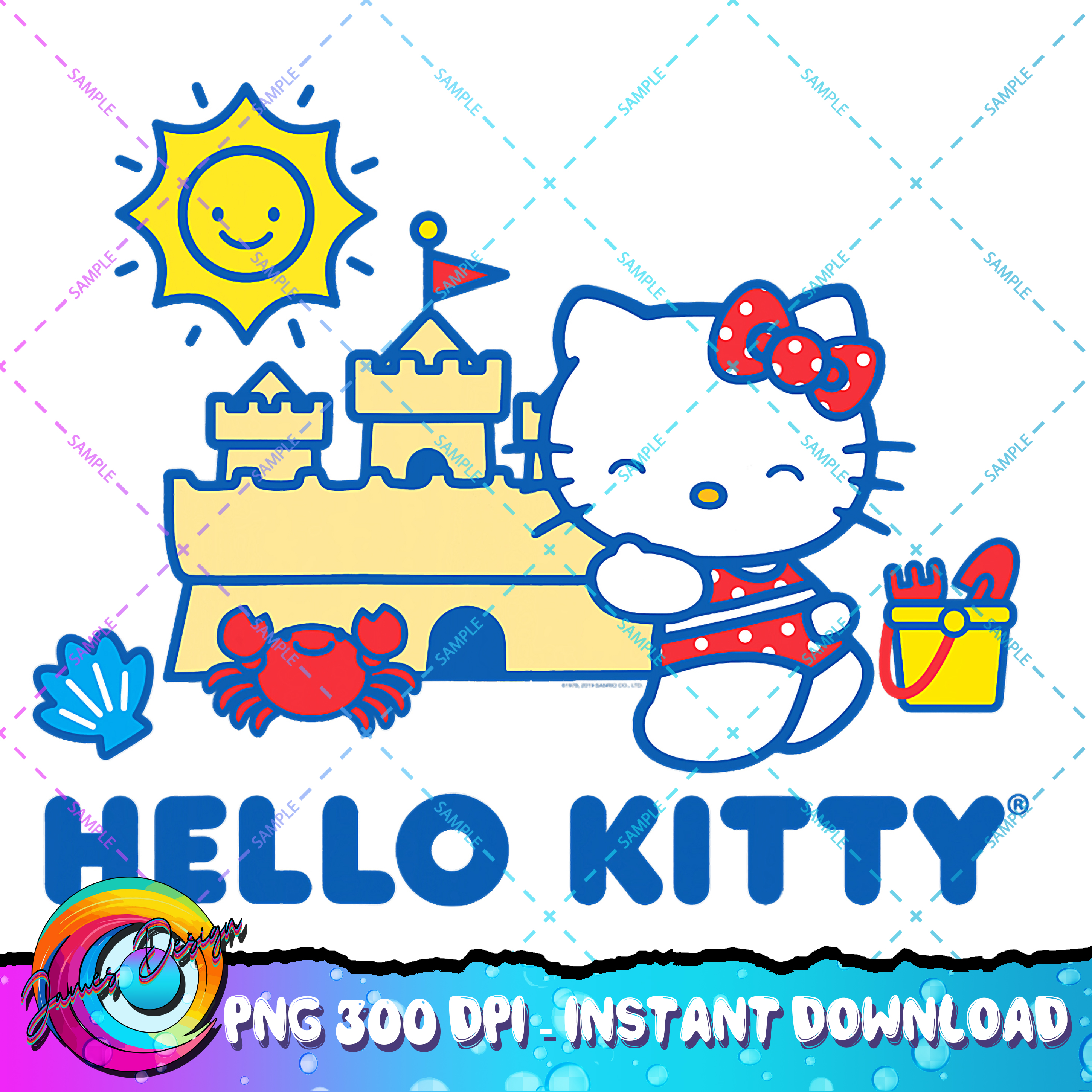 Hello Kitty Beach Fun Sandcastle Summer PNG Download copy | Inspire Uplift