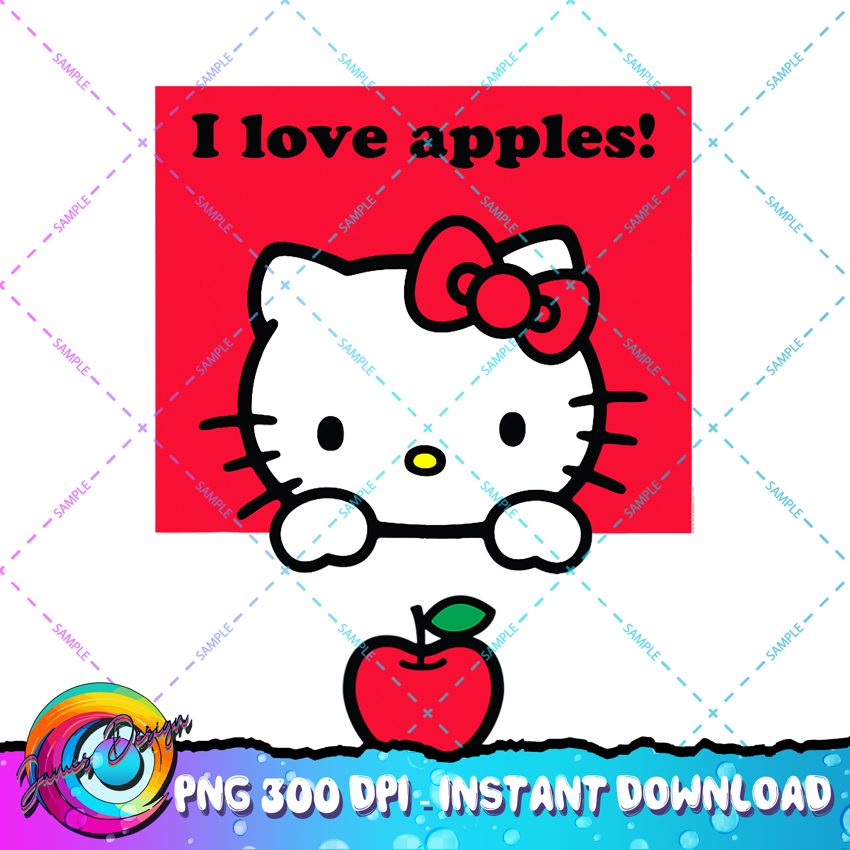 Hello Kitty I Love Apples PNG Download copy | Inspire Uplift