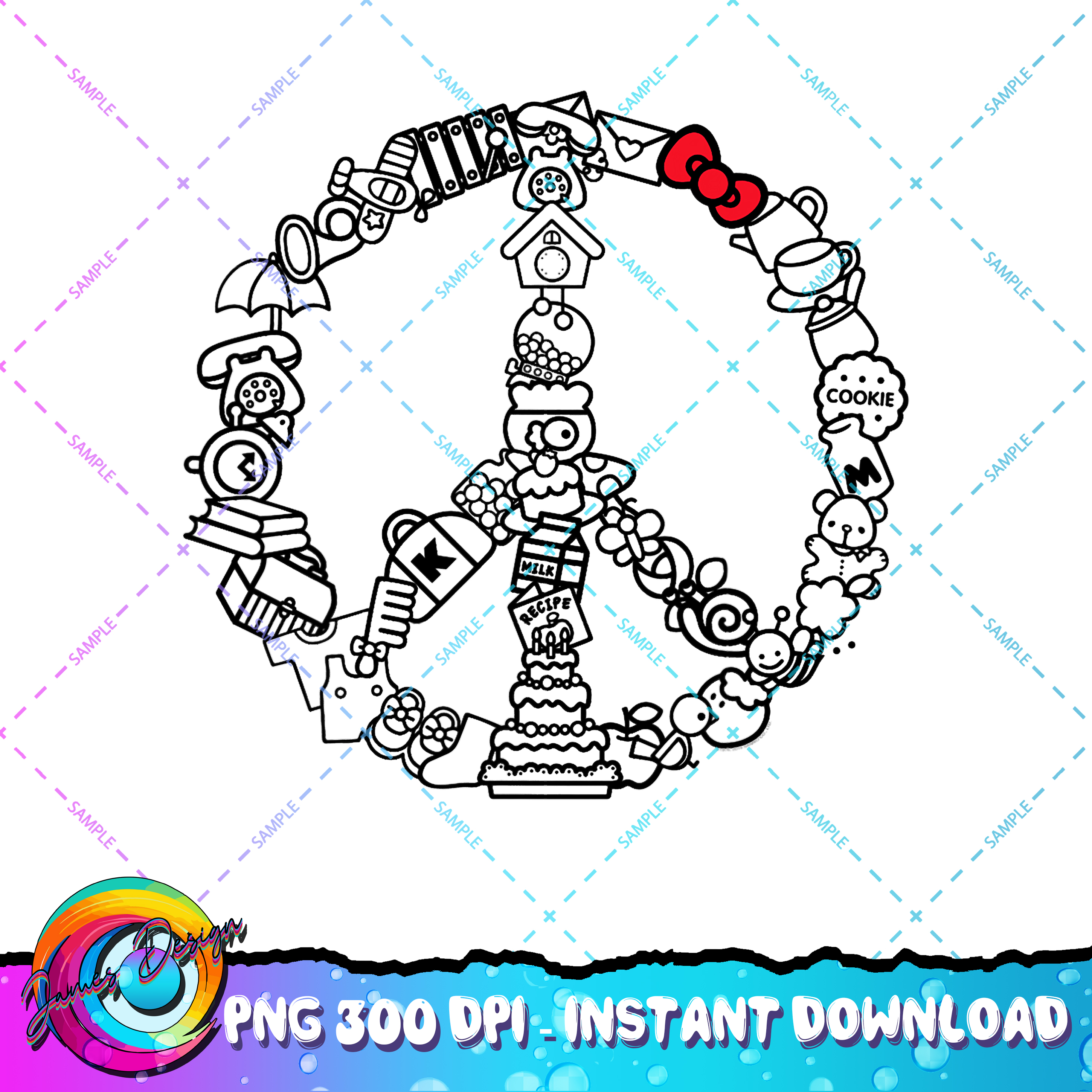 Hello Kitty Peace Sign PNG Download copy - Inspire Uplift