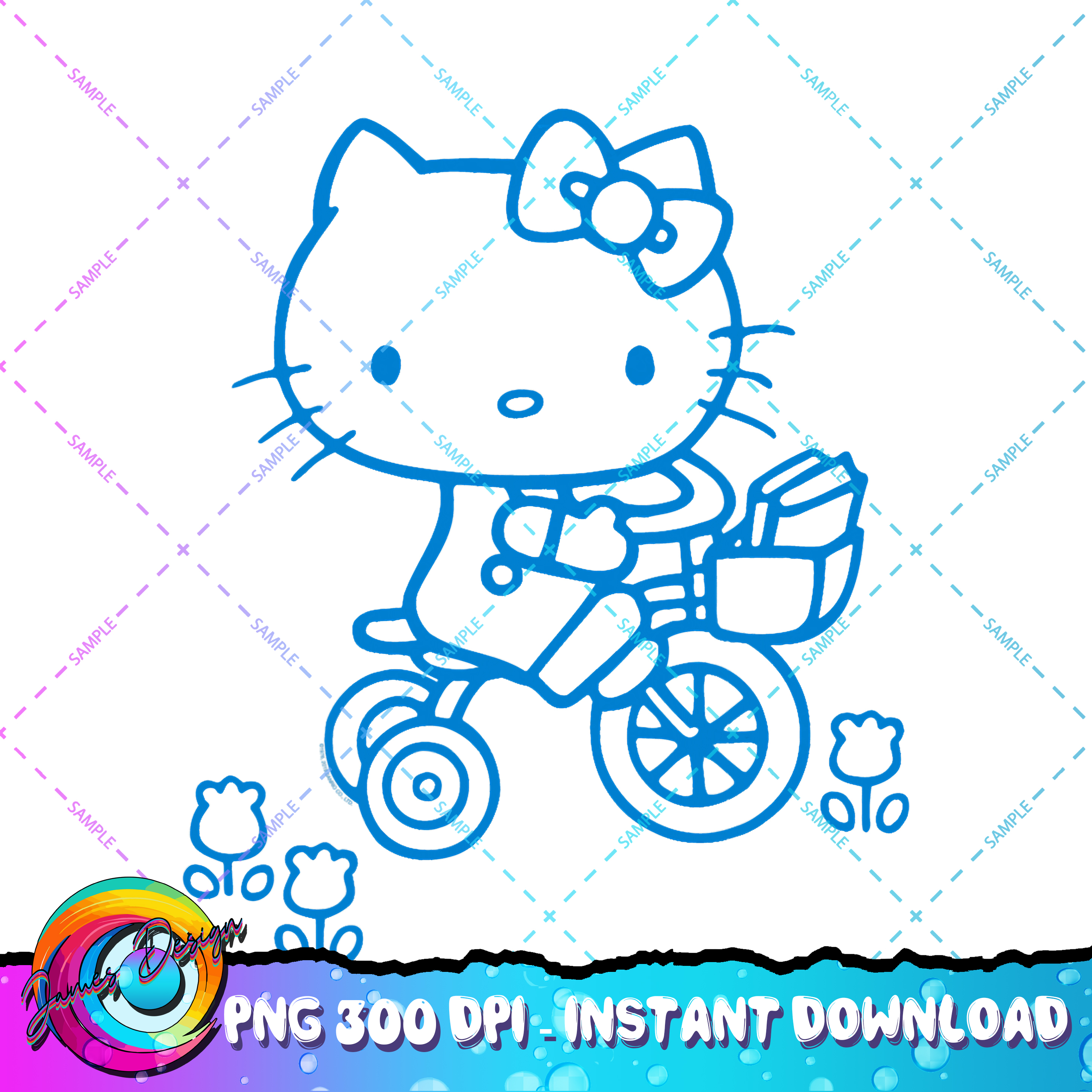 Hello Kitty Retro Bike Ride PNG Download copy | Inspire Uplift