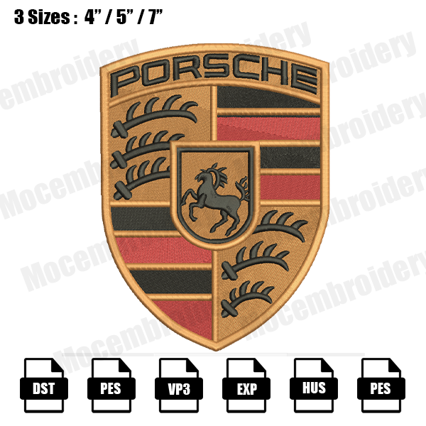 Porsche Logo Embroidery Design, Transport Embroidery Design - Inspire ...