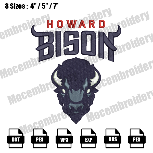 Howard Bison Logo Embroidery Design,NCAA Logo Embroidery Fil | Inspire ...