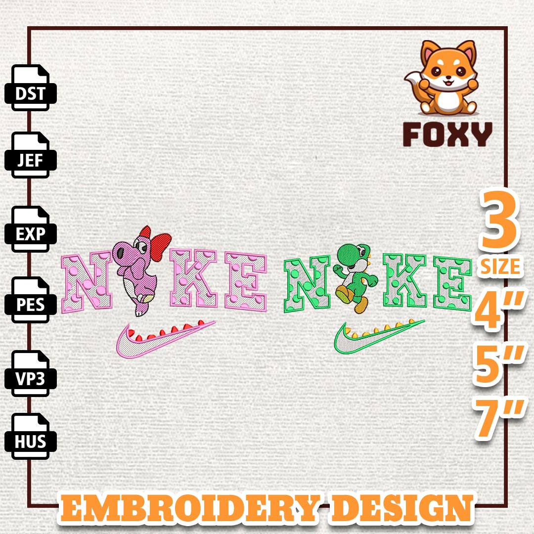 Nike Couple Yoshi and Birdo Embroidery Design, The Mario Cou - Inspire ...