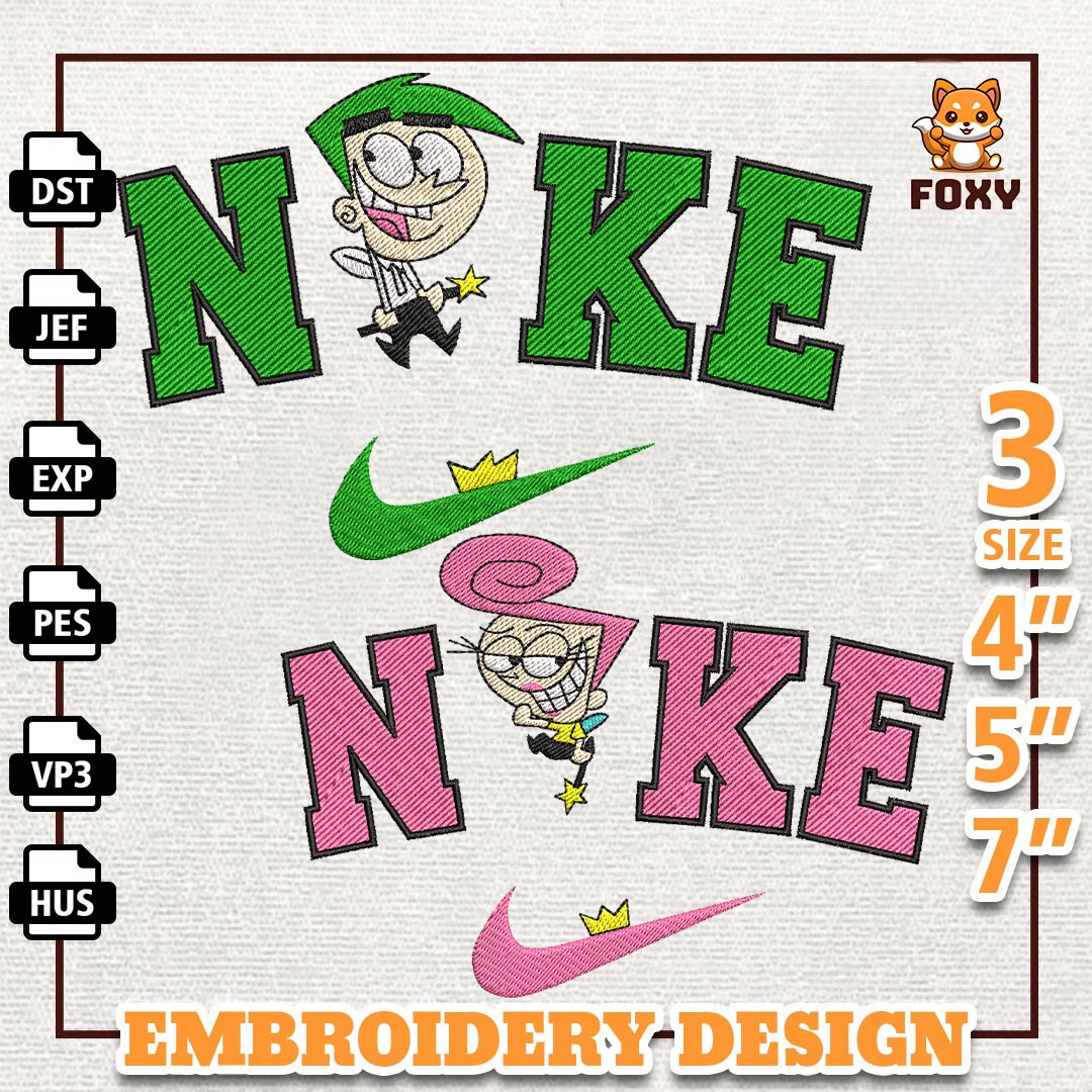 Nike Cosmo and Wanda Embroidery Design, Fairly Odd Parents C | Inspire ...