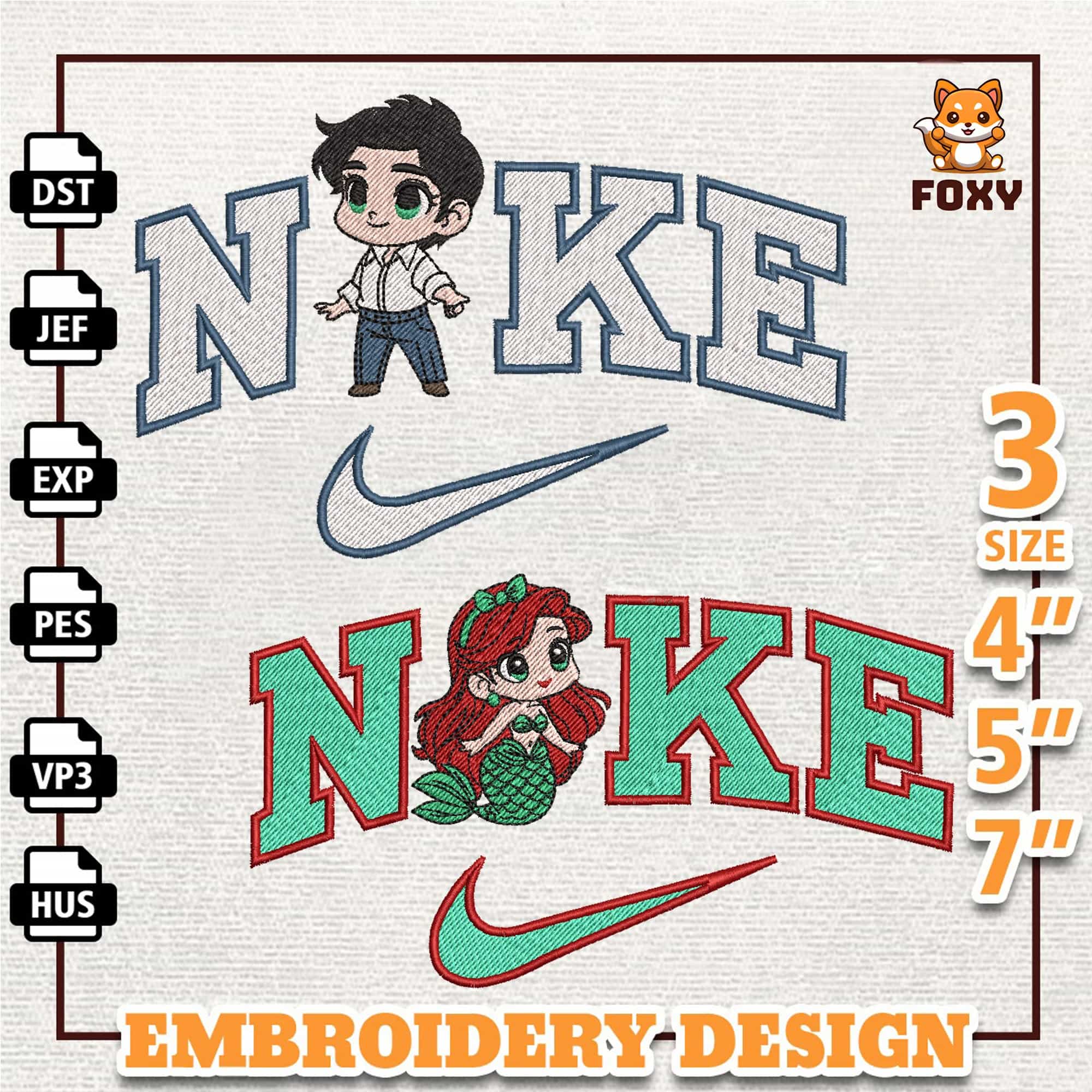 Nike Princess And Prince Embroidery Design, Mermaid Couple N - Inspire ...