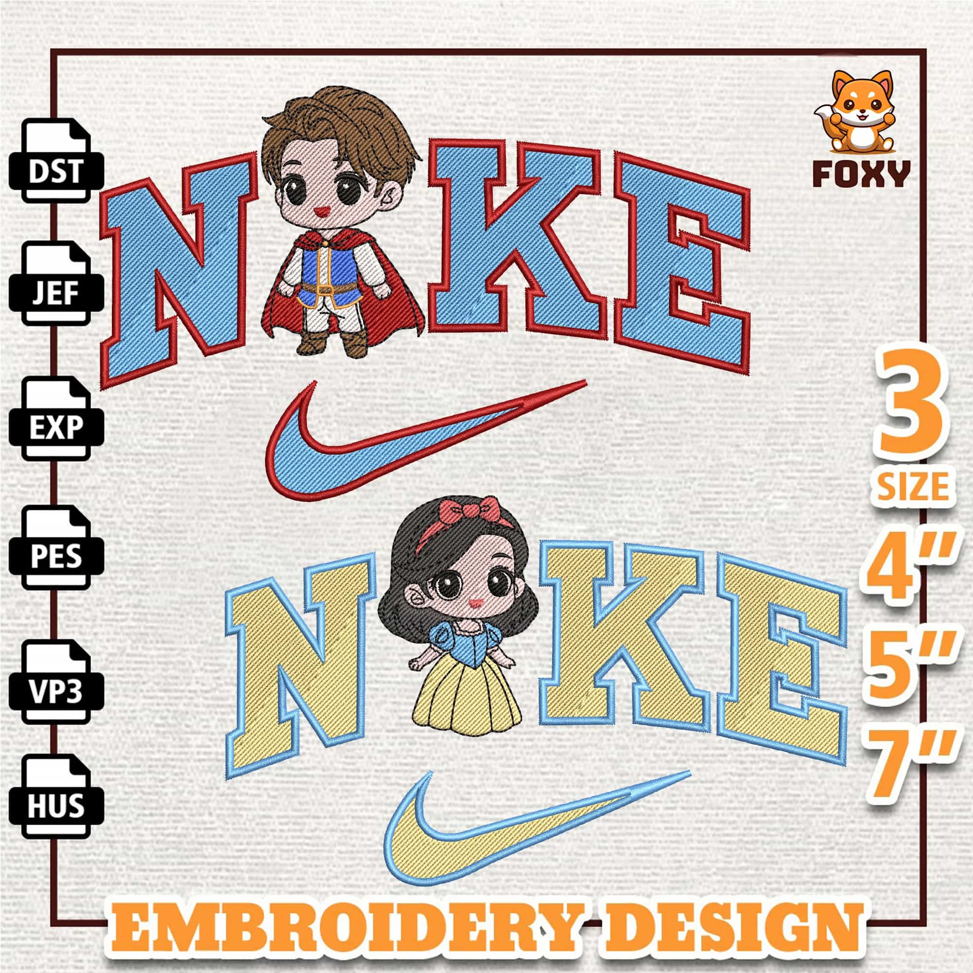Nike Princess And Prince Embroidery Design, Snow White Coupl - Inspire ...