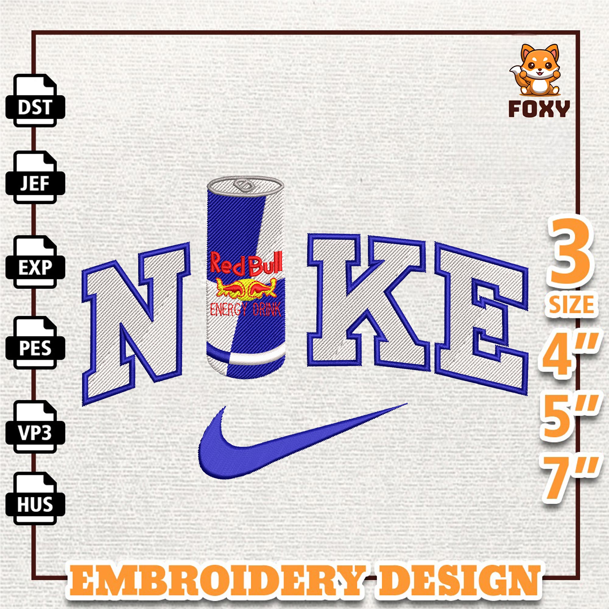 Nike Red Bull Soft Drink Embroidery Design, Red Bull Soft Dr - Inspire ...