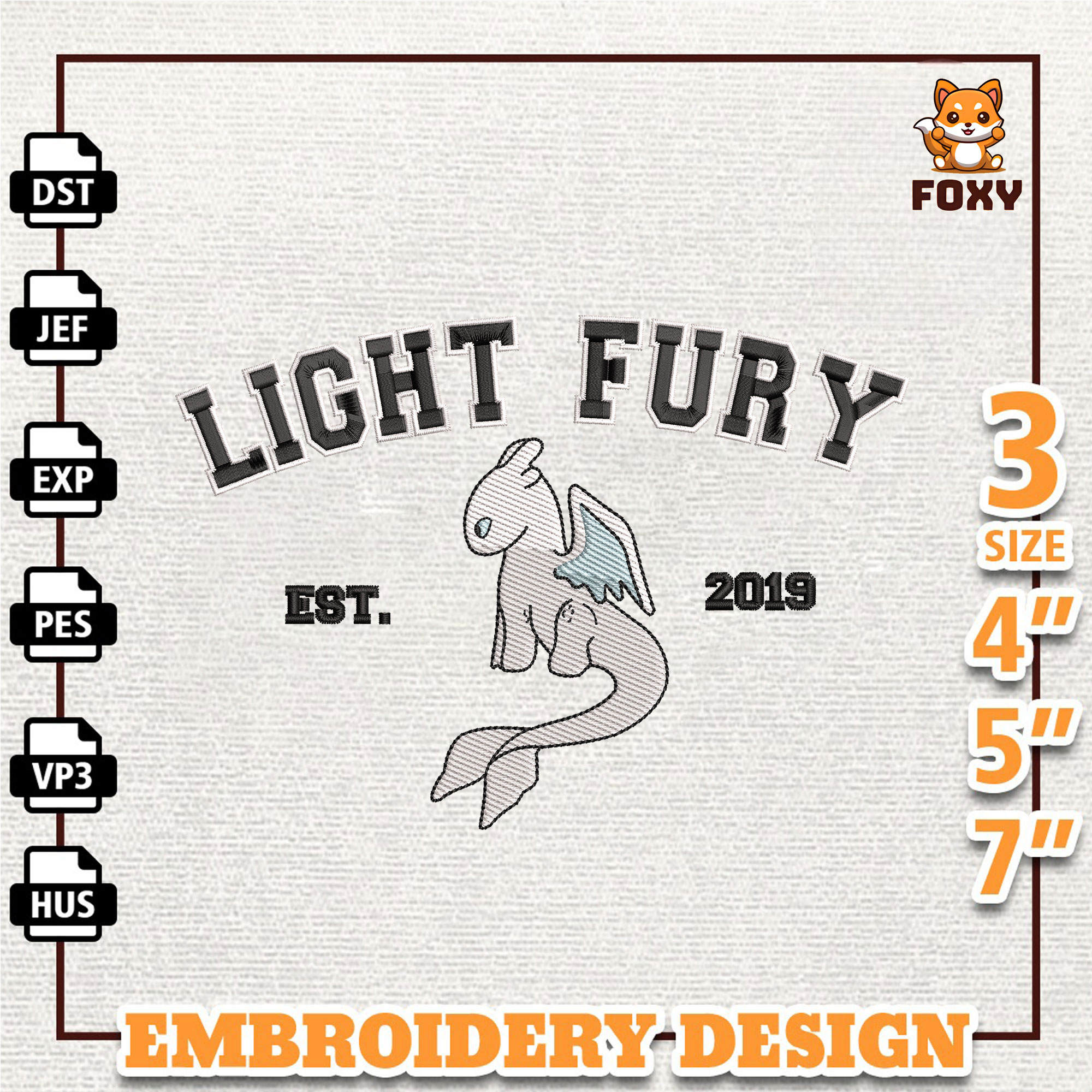 Embroidery Light Furry Design, How To Train Your Dragon Ligh - Inspire ...