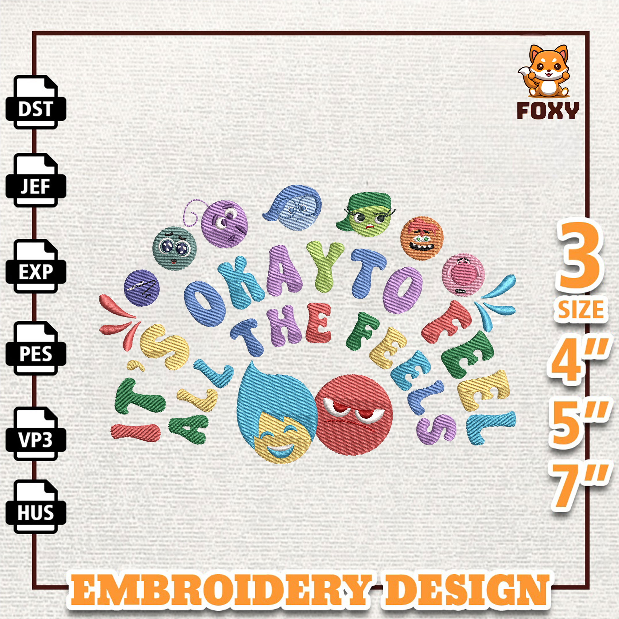 Inside Out 2 Embroidery Design, Cartoon Embroidery Design, T | Inspire ...
