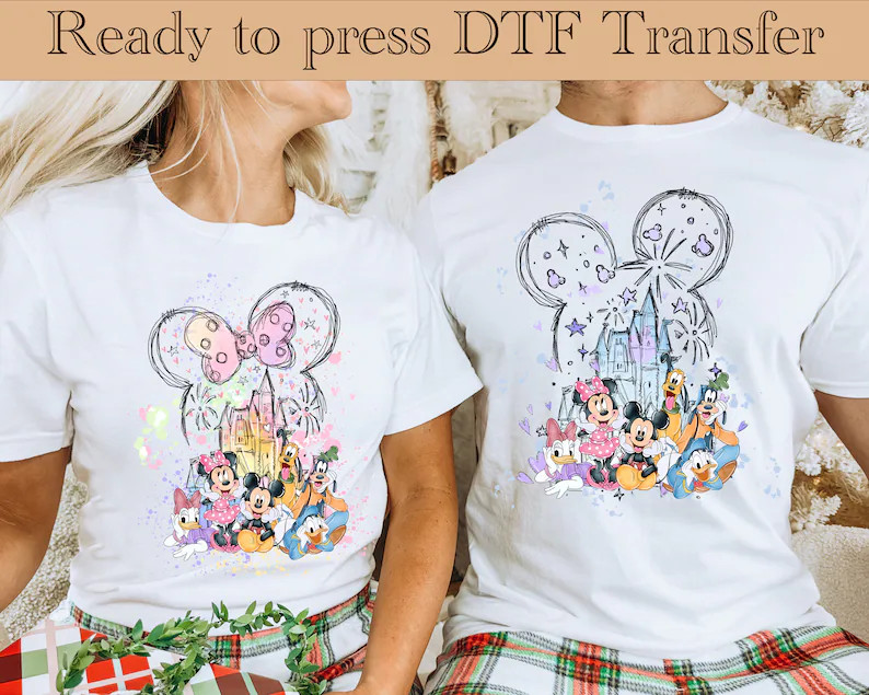 Mickey and Friends Couple Heat Transfer, Disney Ready To Pre | Inspire ...