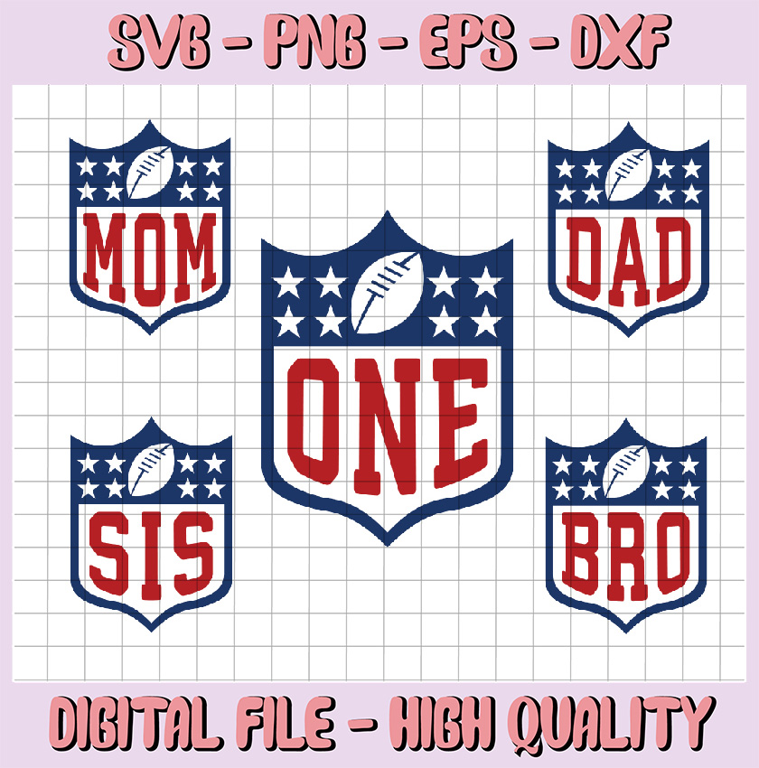 Football First Birthday Svg, Bundle One Mom Dad Sis Bro Fami - Inspire ...