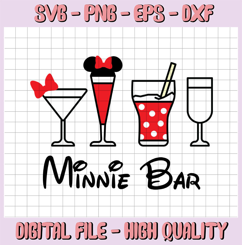Minnie bar svg Disney drinks Minnie mouse bar Minnie wine gl | Inspire ...