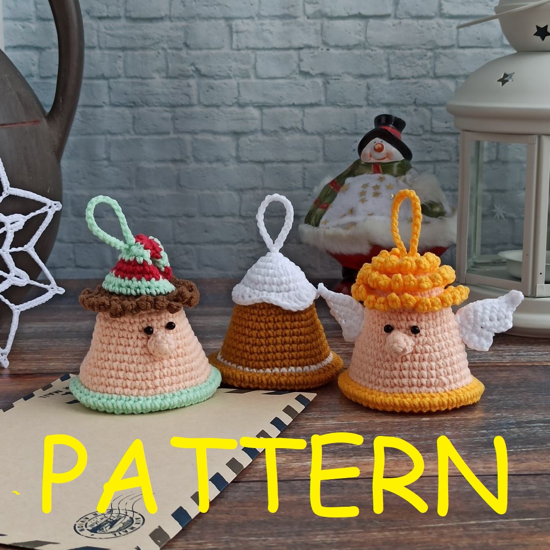 Christmas bells ornament crochet pattern Christmas tree hang | Inspire ...